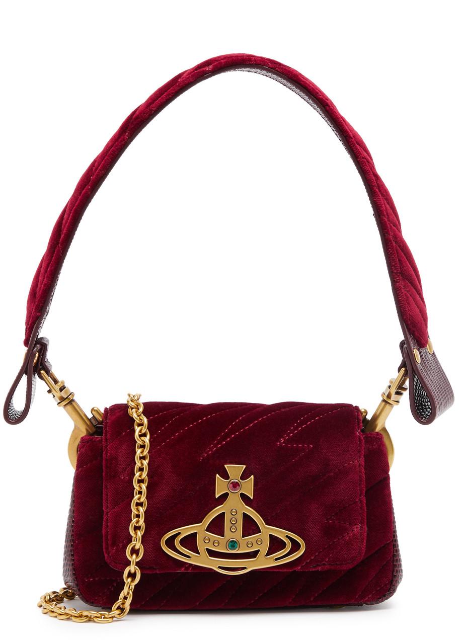 Vivienne Westwood Hazel Small Quilted Velvet Top Handle Bag in Red | Lyst