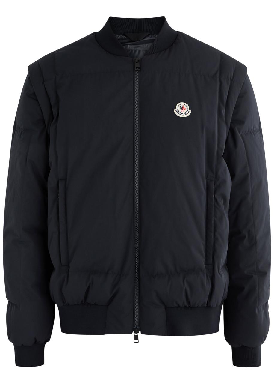 Moncler Taku Logo Padded Shell Bomber Jacket in Blue for Men | Lyst