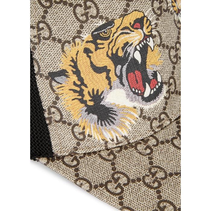 Gucci Beige Tiger Print GG Supreme Baseball Cap in Natural Gucci Beige Tiger Print GG Supreme Baseball Cap in Natural