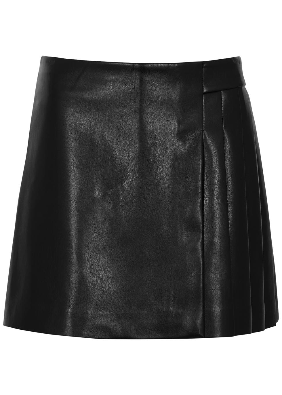 Alice Olivia Alice Olivia Toni Pleated Faux Leather Mini Skirt In