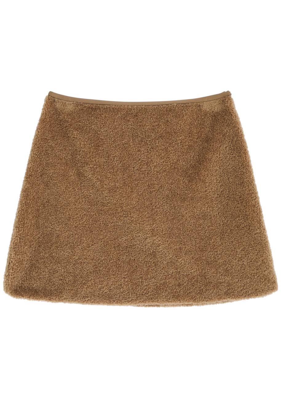 Moncler Faux Fur Mini Skirt in Natural | Lyst
