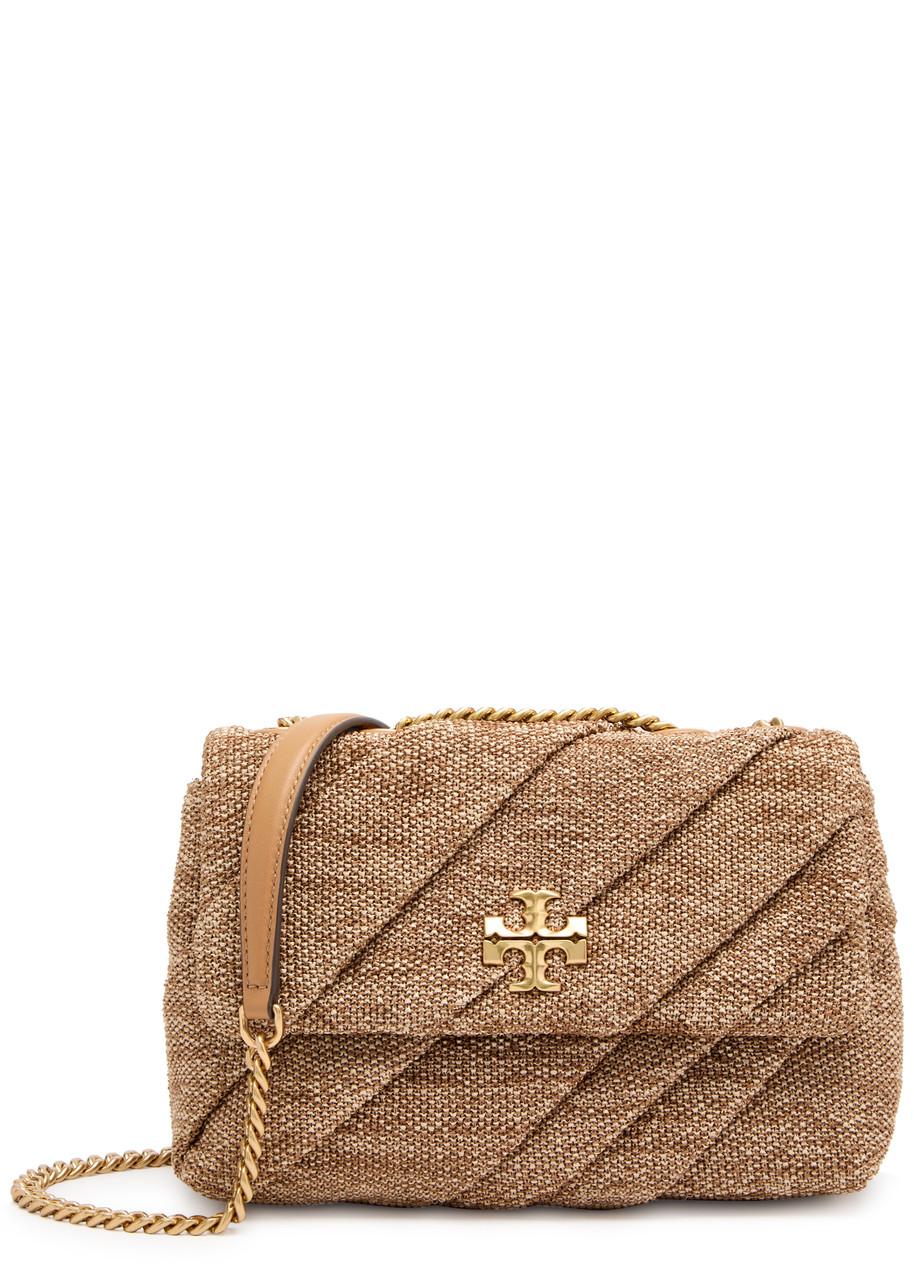 Tory Burch Kira Draped Small Raffia Shoulder Bag in Brown | Lyst