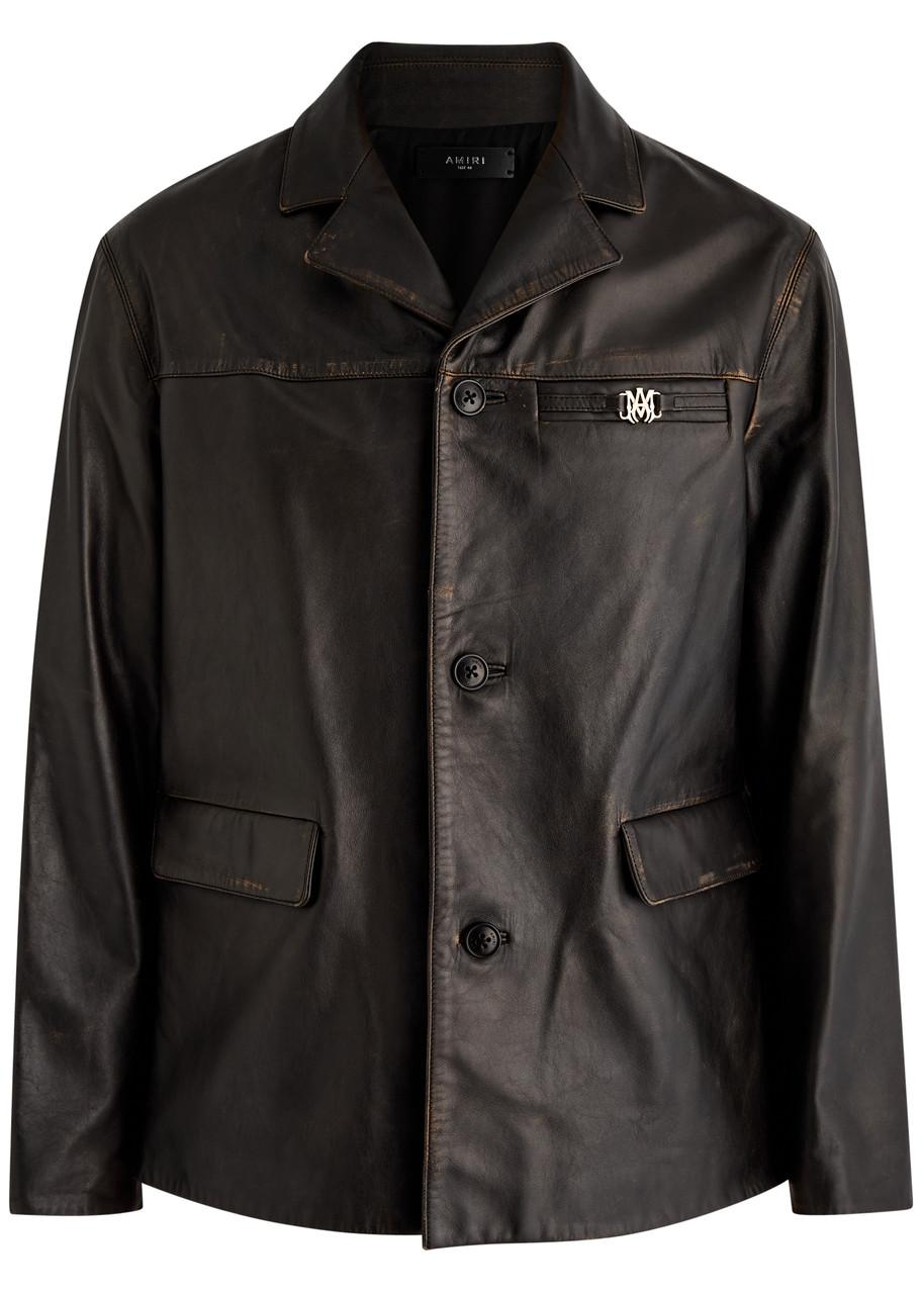 Amiri Tumbled Leather Jacket in Black for Men | Lyst
