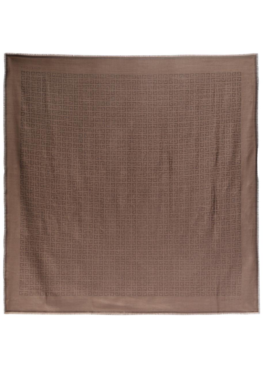 Givenchy Logo-Monogrammed Intarsia Silk-Blend Scarf in Brown | Lyst UK