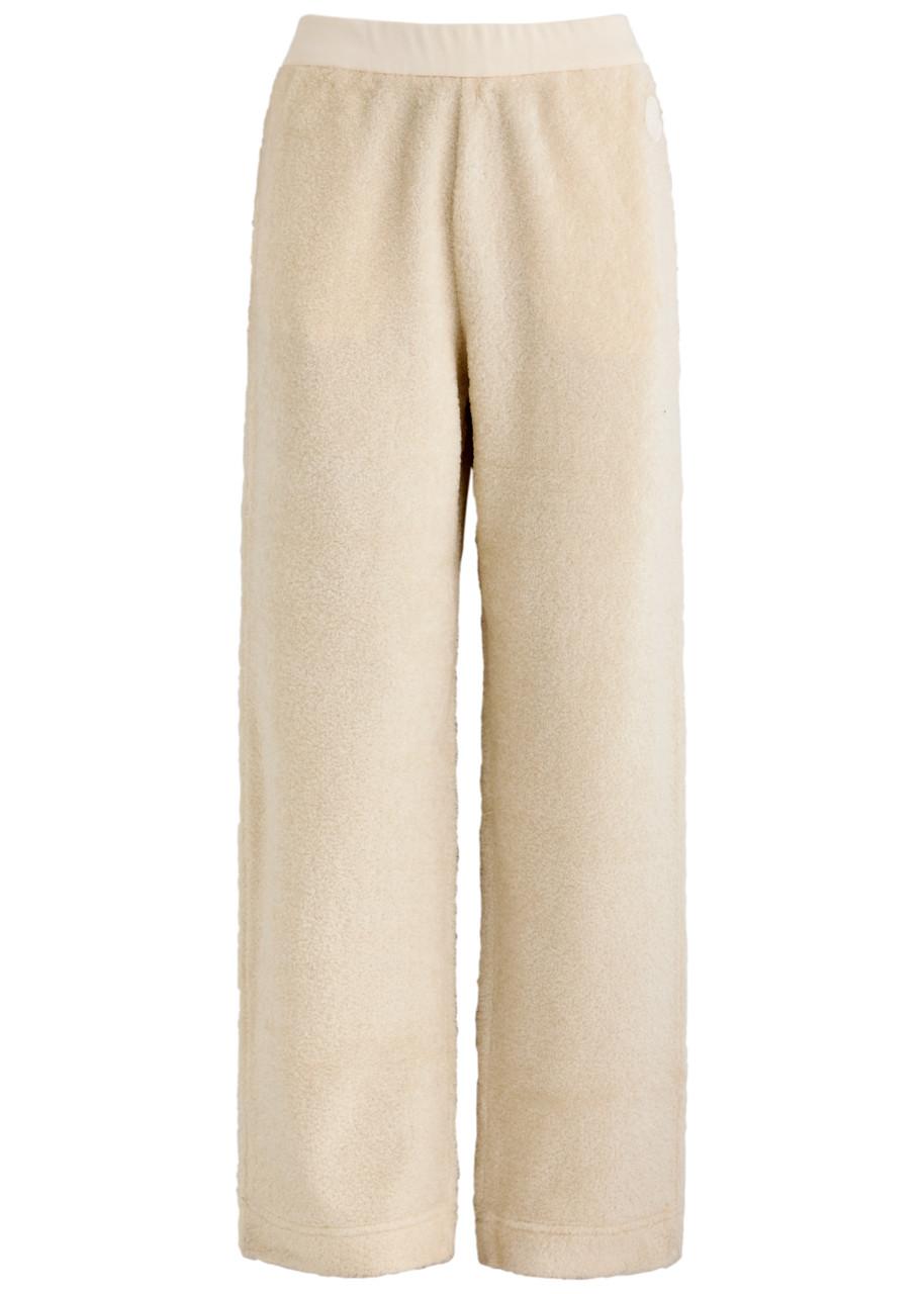 Moncler Logo Straight-Leg Fleece Track Pants in Natural | Lyst