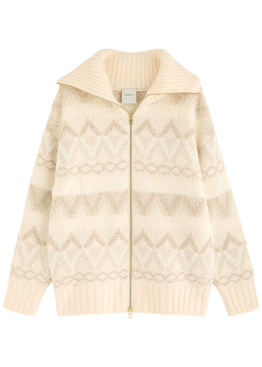Varley Brooke Fair Isle Intarsia Knitted Jacket in Natural | Lyst