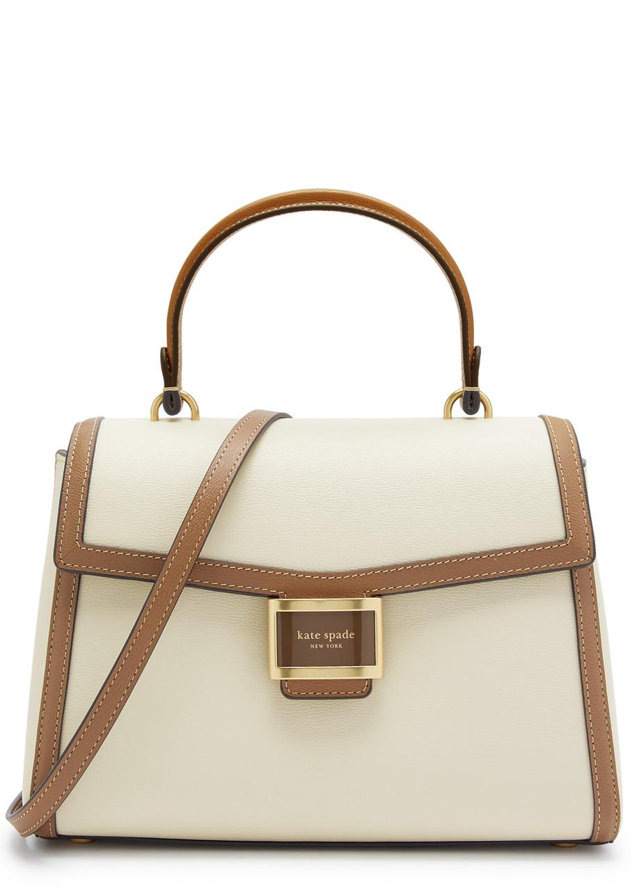 Kate Spade Katy Medium Leather Top Handle Bag in Natural | Lyst