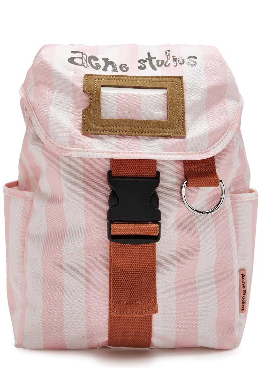 Acne Studios Logo Striped Canvas Backpack in White | Lyst