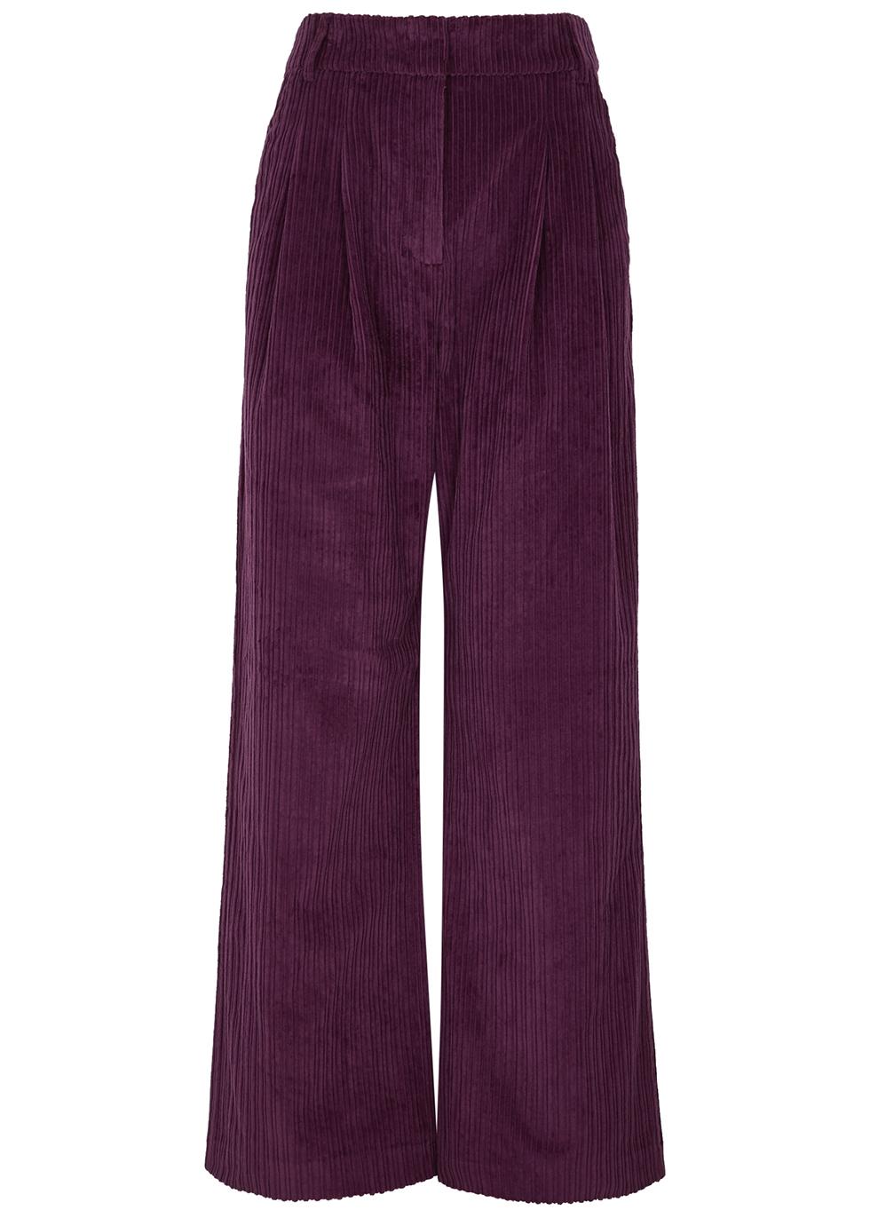 FARM Rio Wide Leg Corduroy Trousers, Dress, Side Slip Pockets in Purple ...