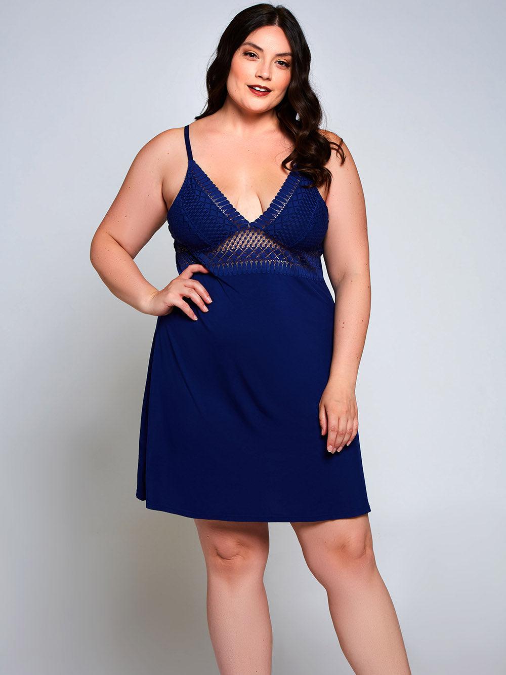 iCollection Emily Plus Size Chemise in Blue | Lyst
