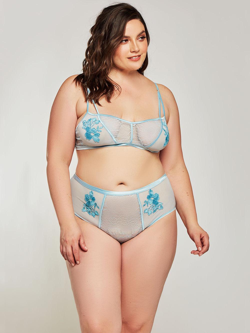 iCollection Laila Plus Size Bra Set in Blue | Lyst
