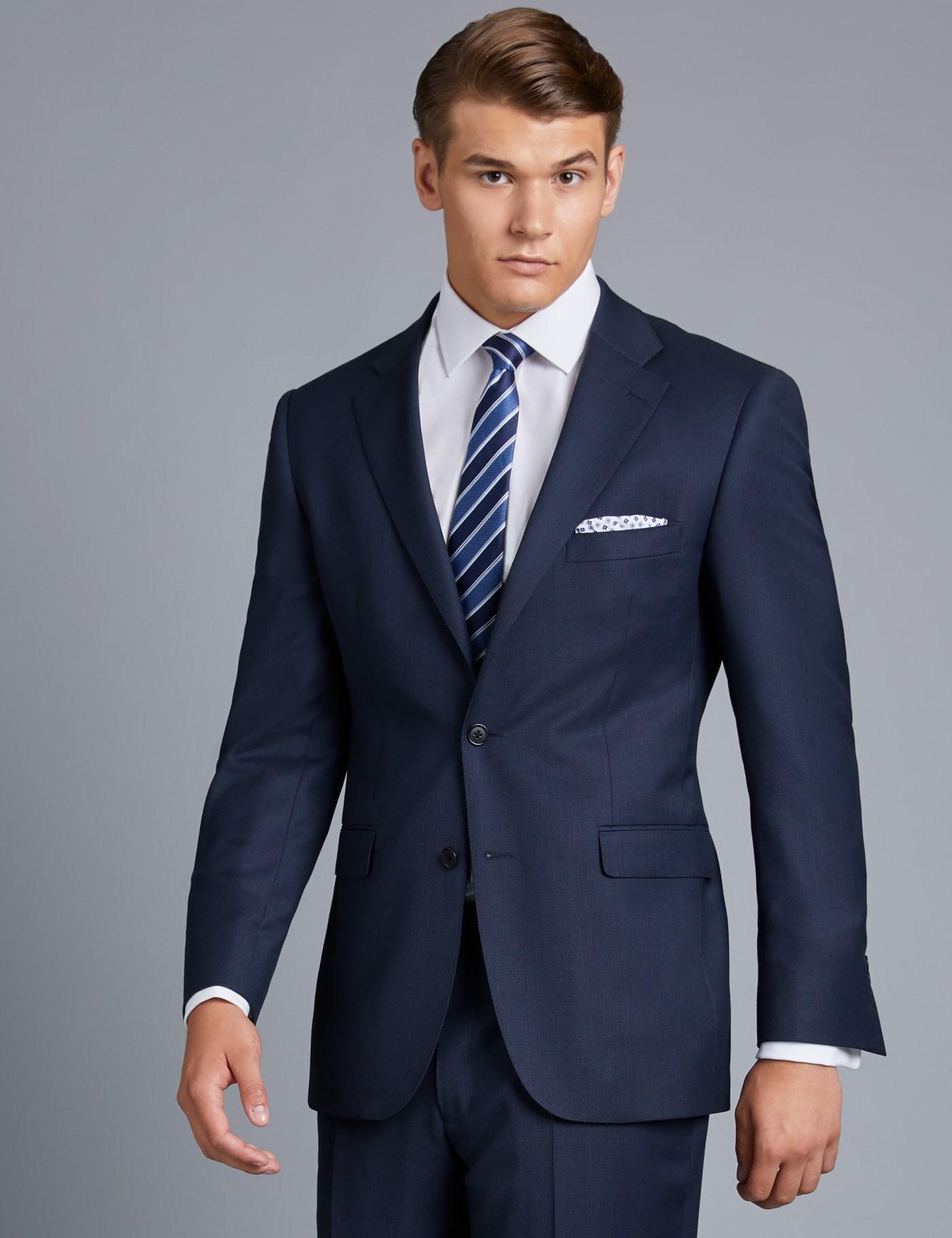 Hawes Curtis Wool Navy Birdseye Classic Fit Suit Jacket In Blue For hawes-curtis-wool-navy-birdseye-classic-fit-suit-jacket-in-blue-for
