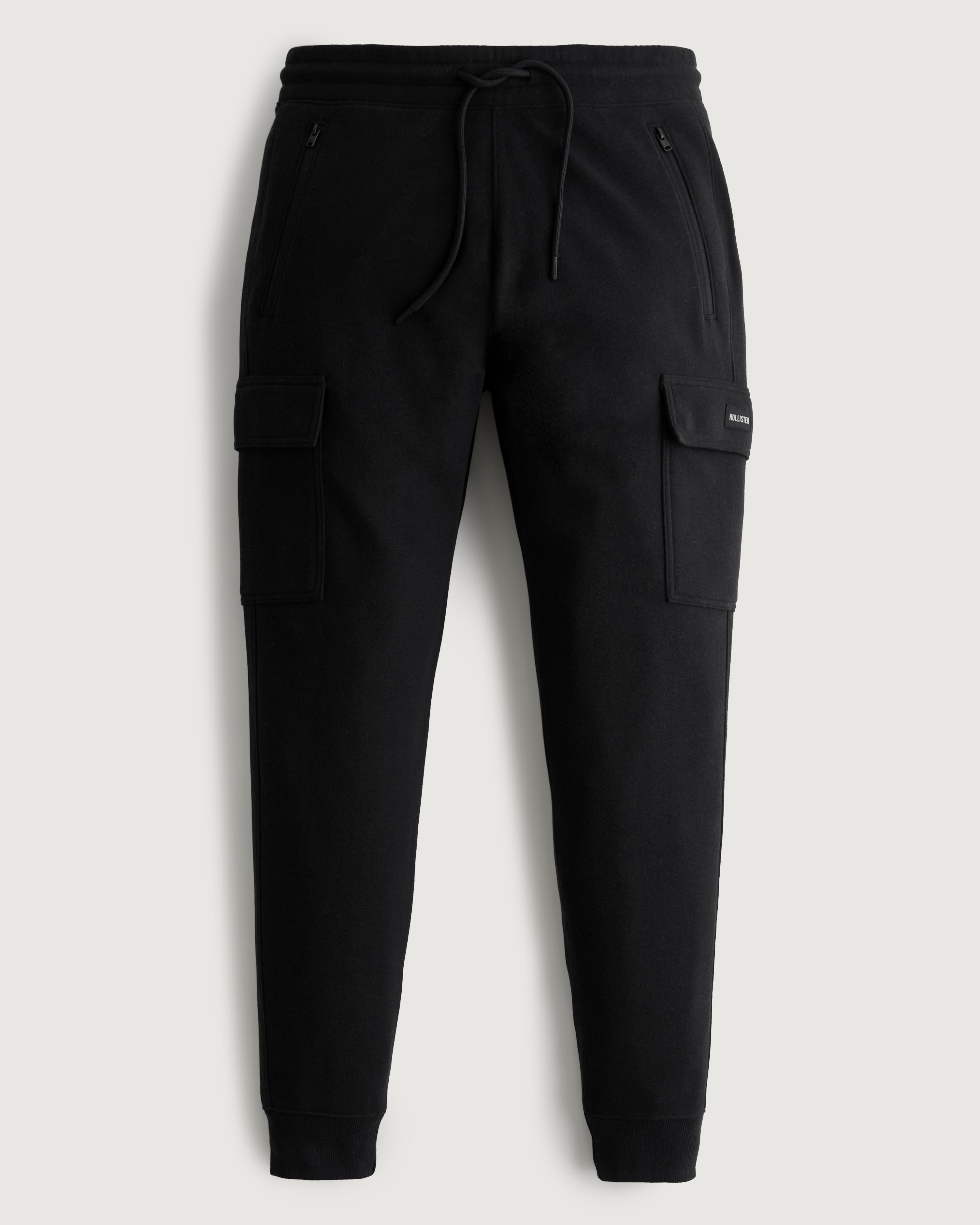 Hollister Fleece Cargo Joggers in Black for Men Lyst UK