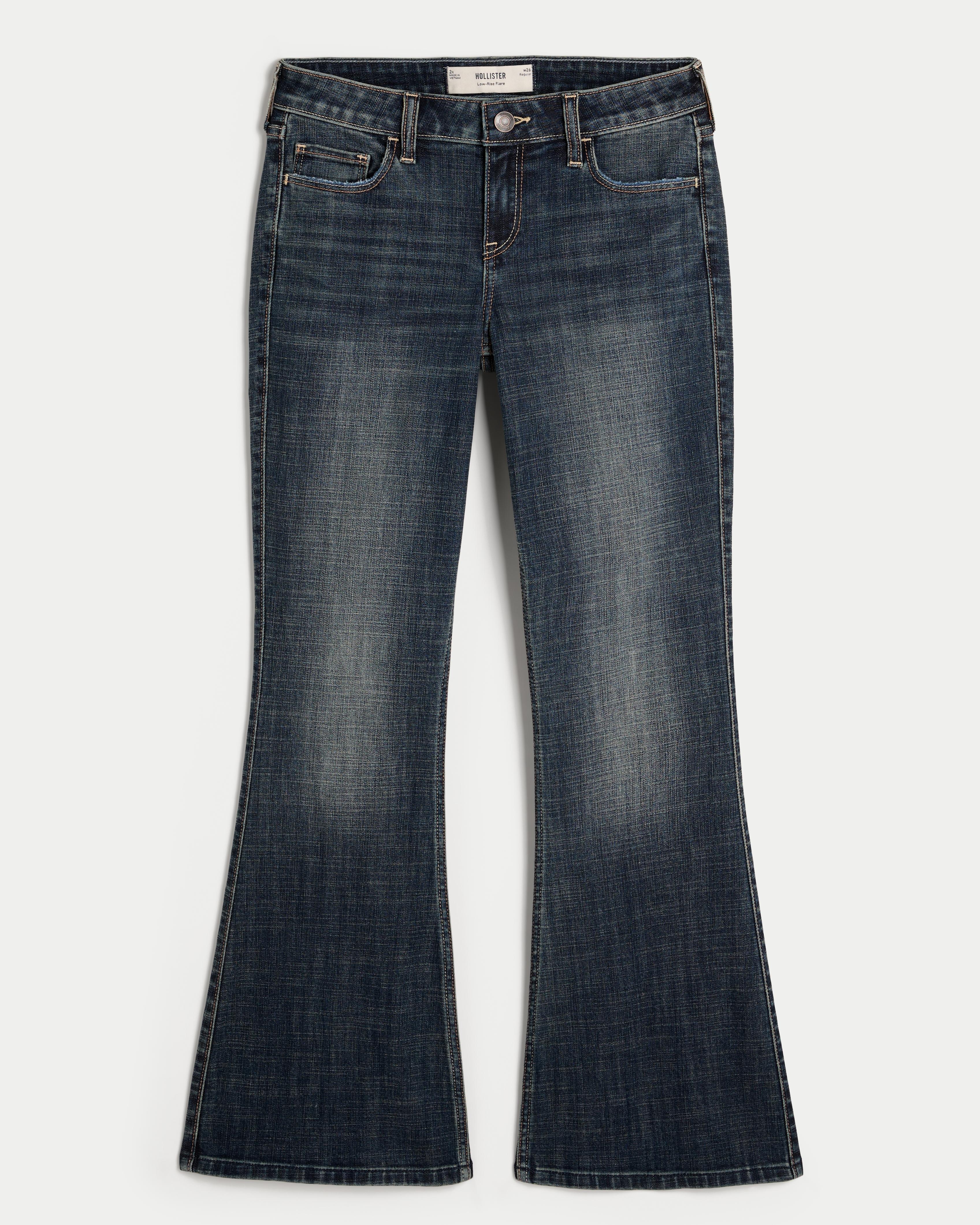 Hollister Low rise Dark Wash Flare Jeans in Blue Lyst UK