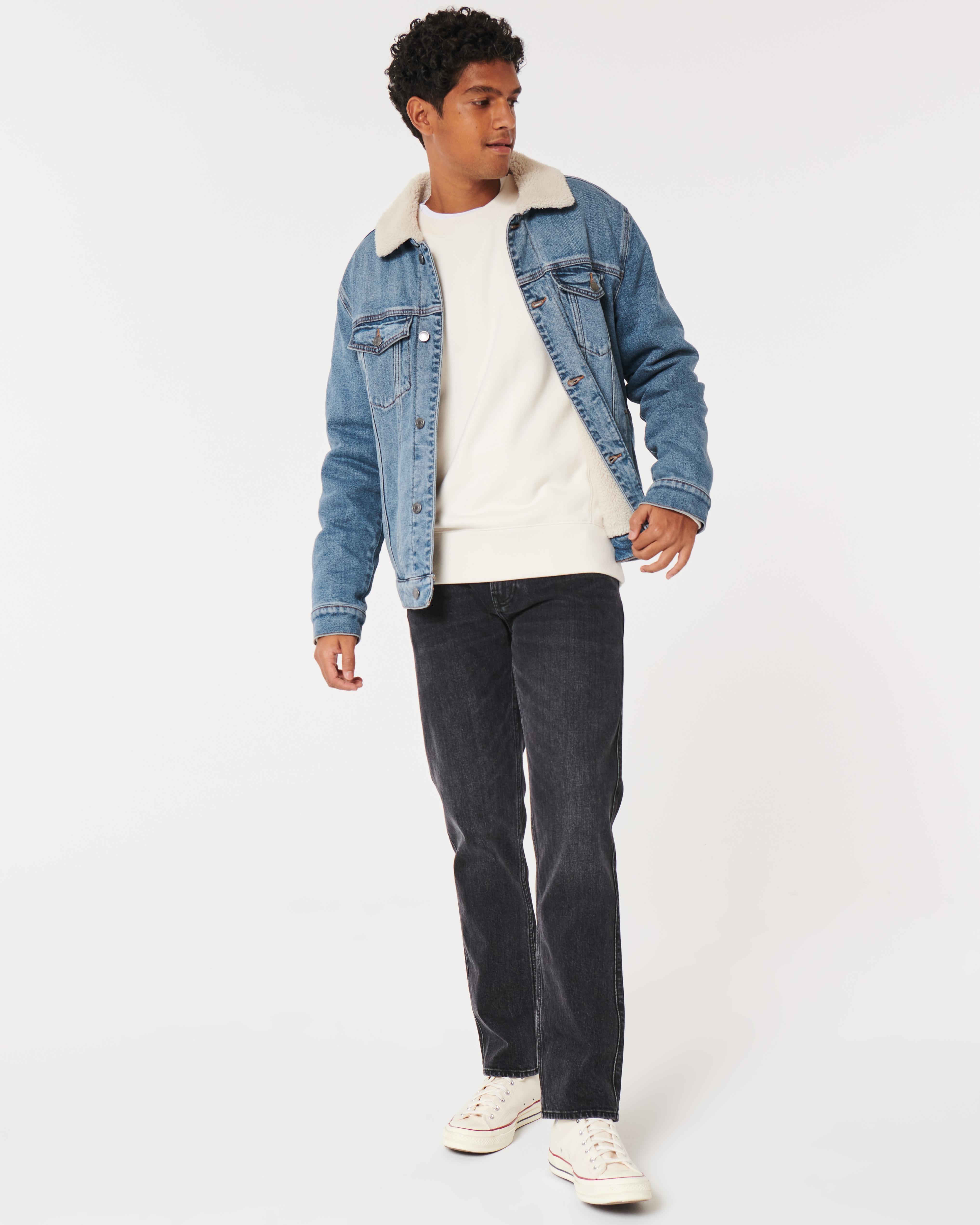 Sherpa lined denim jacket hollister store