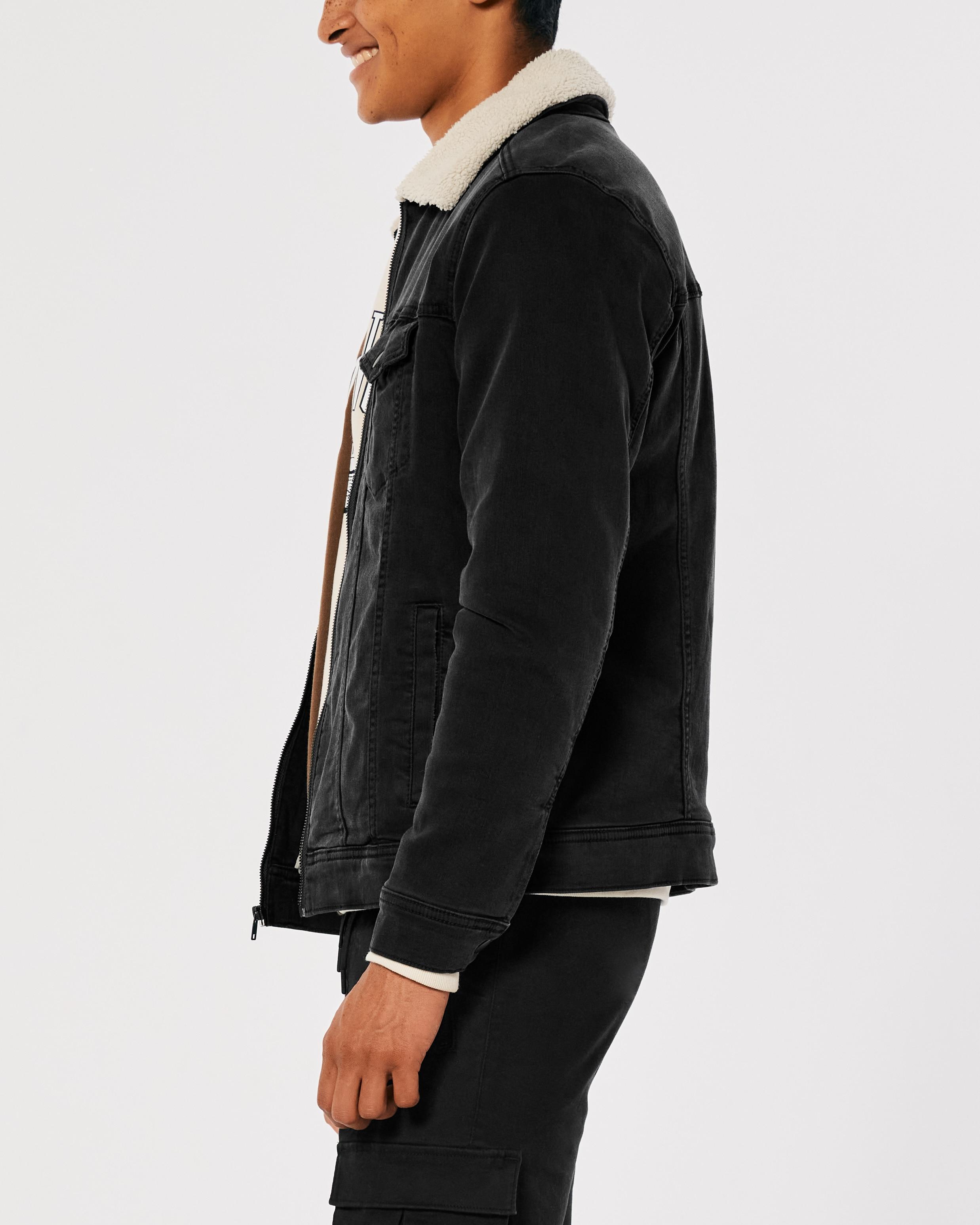 Hollister Sherpa lined Denim Trucker Jacket in Black for Men Lyst UK