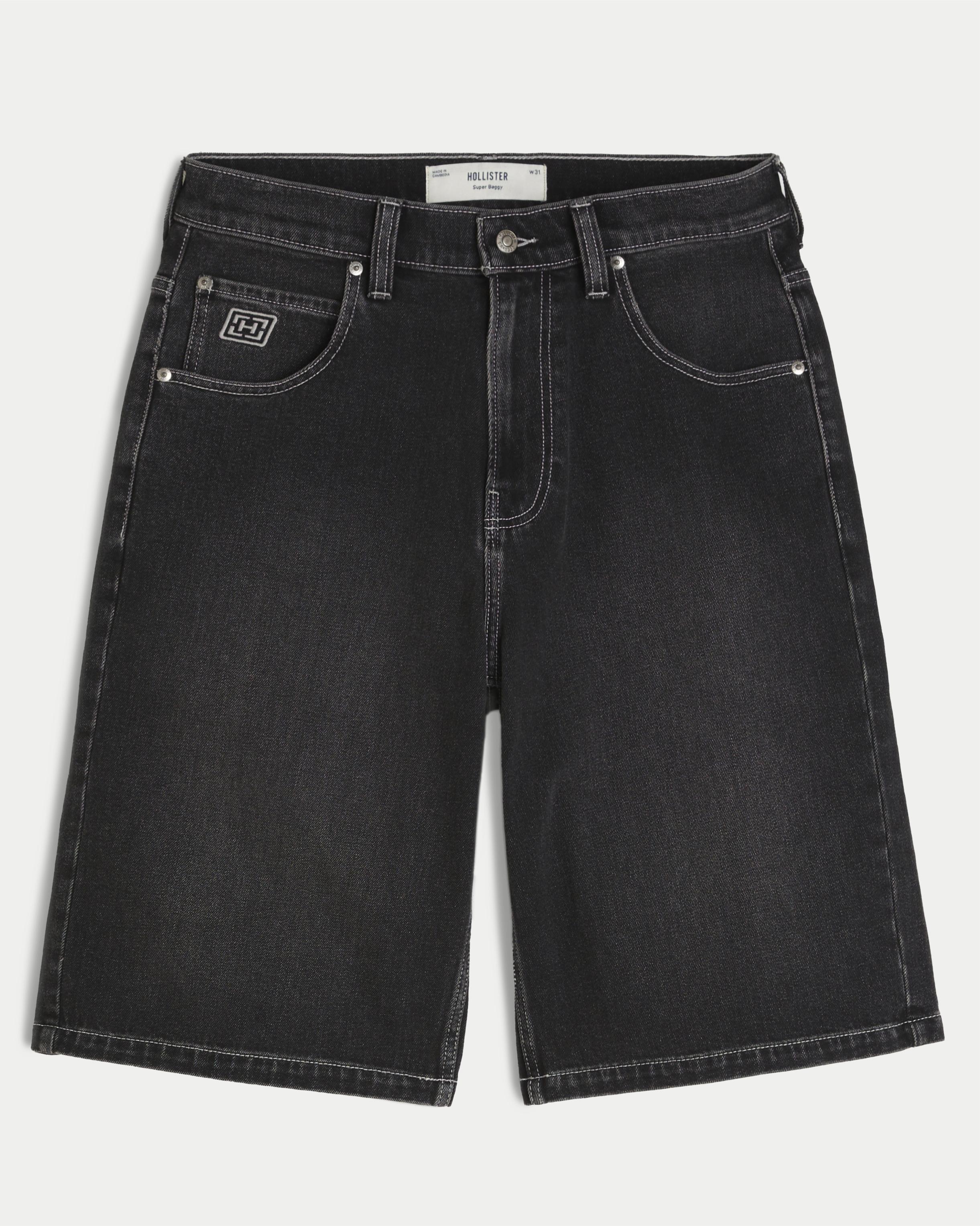 Hollister Black Super Baggy Denim Shorts for Men Lyst UK