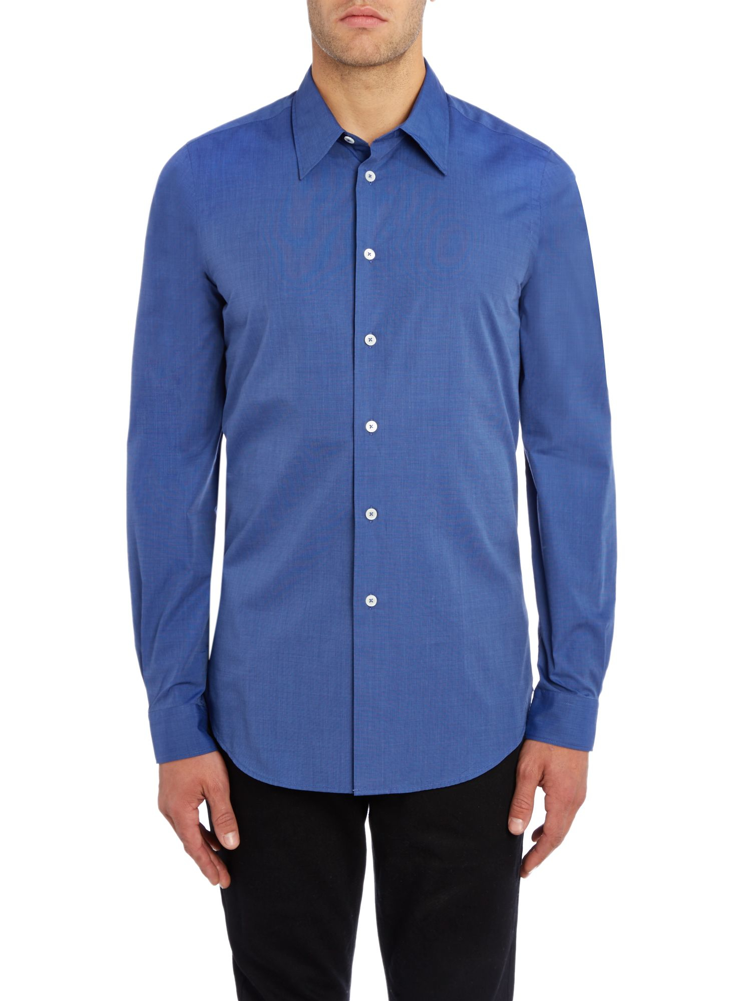 Ps by paul smith Tailored Fit Chambray Shirt in Blue for Men (Navy) | Lyst