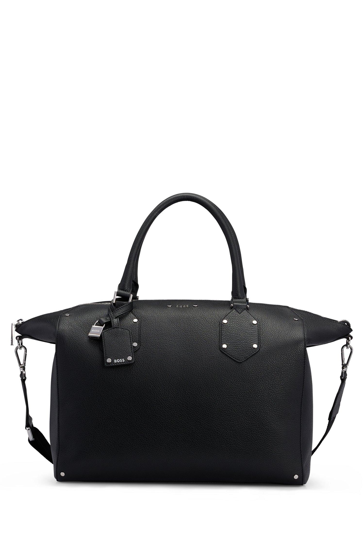 BOSS Grained-leather Tote Bag With Logo Details in Black | Lyst Canada