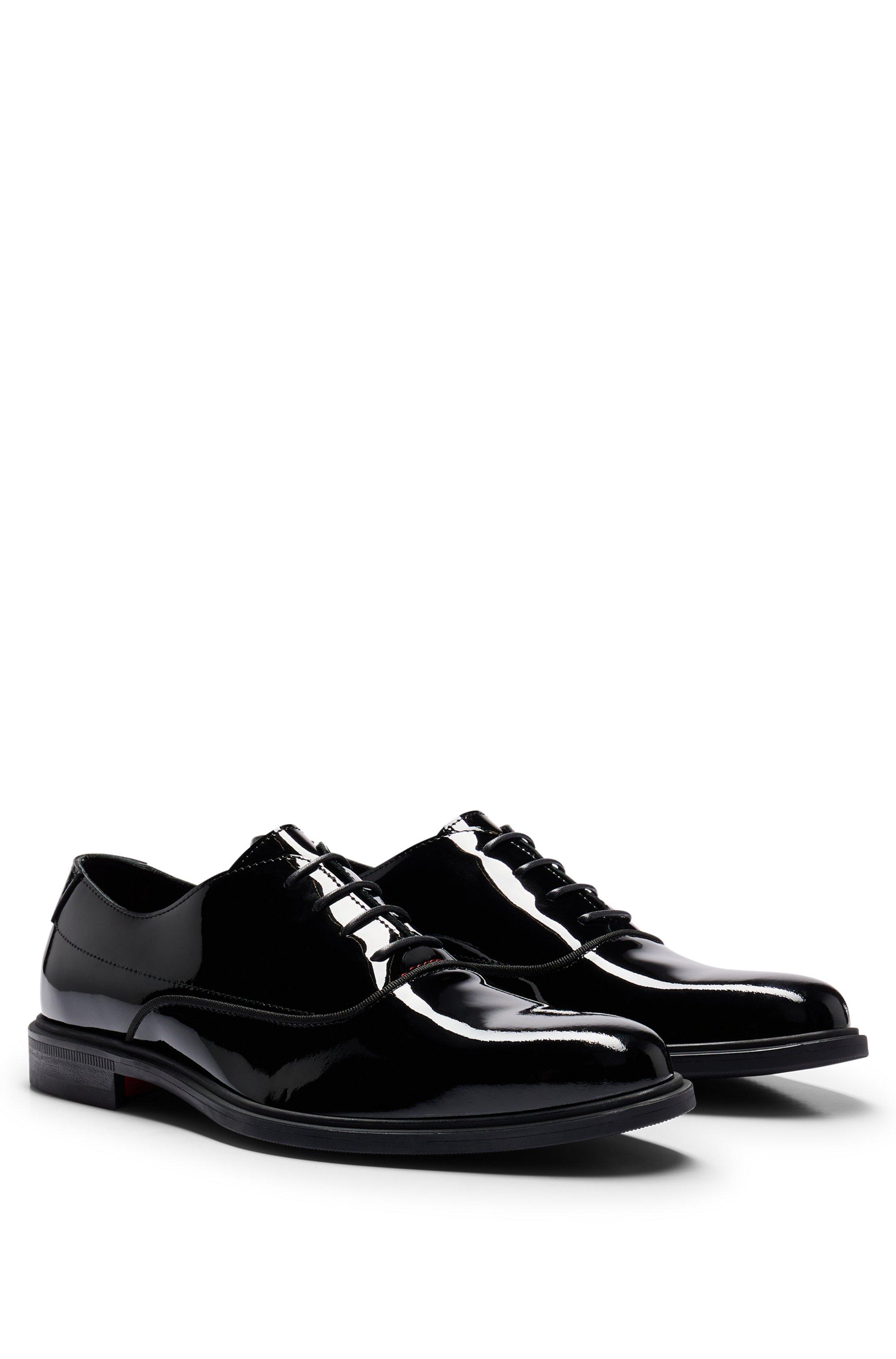 BOSS Patent leather Oxford Shoes With Stacked Logo in Black for Men Lyst