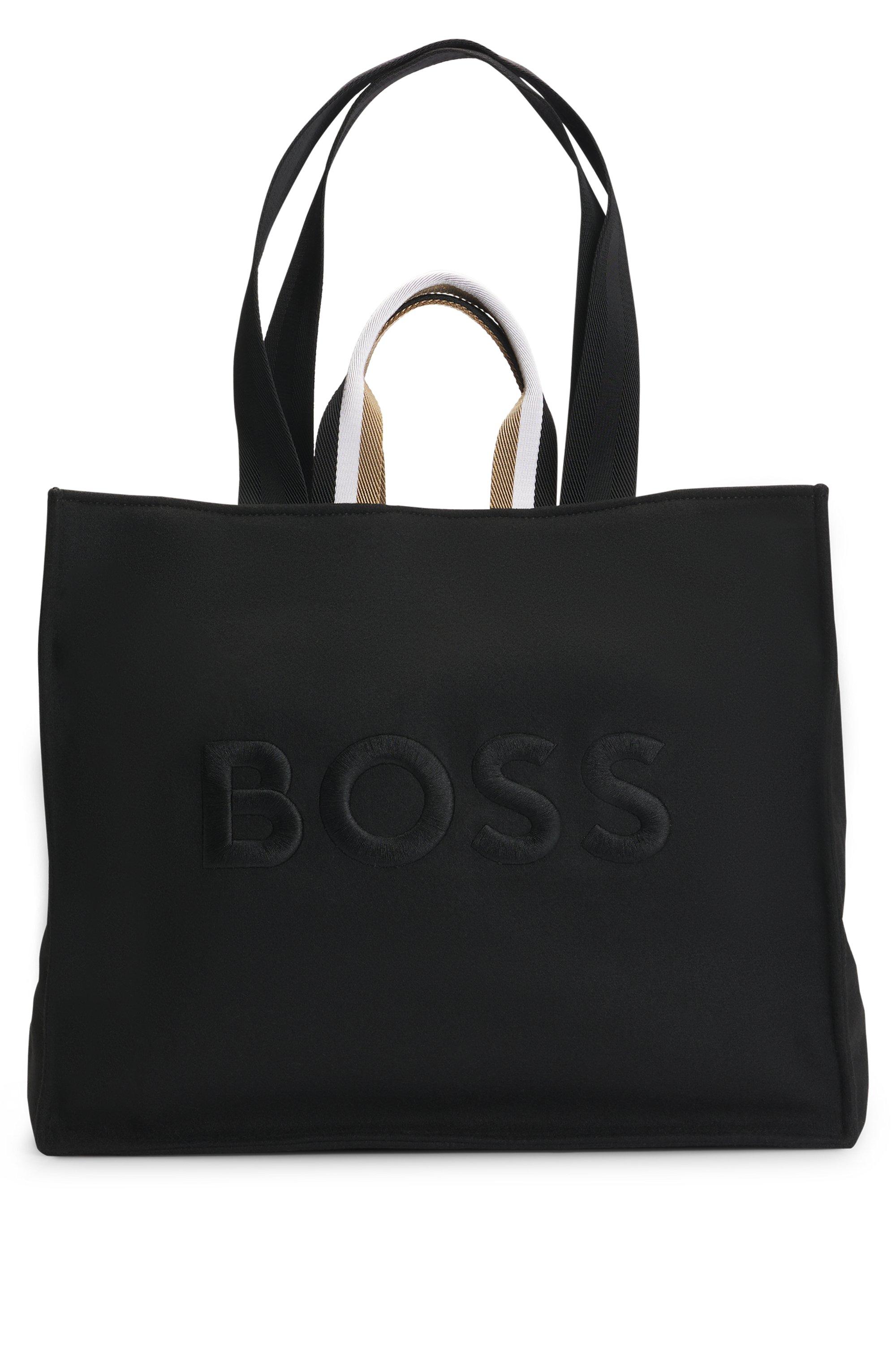 BOSS Tote Bag With Oversize Embroidered Logo in Black | Lyst
