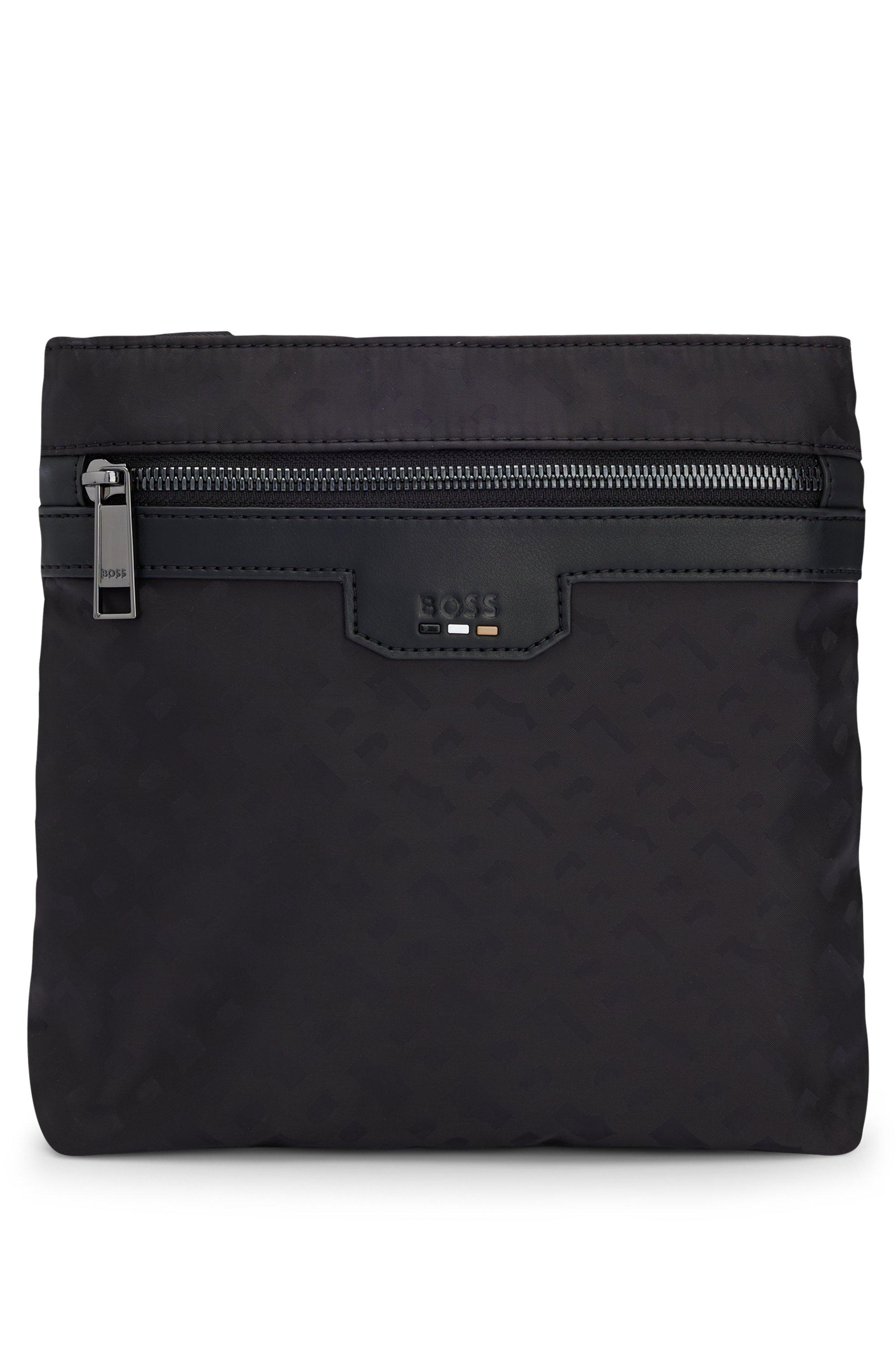 BOSS Monogram-jacquard Envelope Bag With Signature Stripe in Black for ...