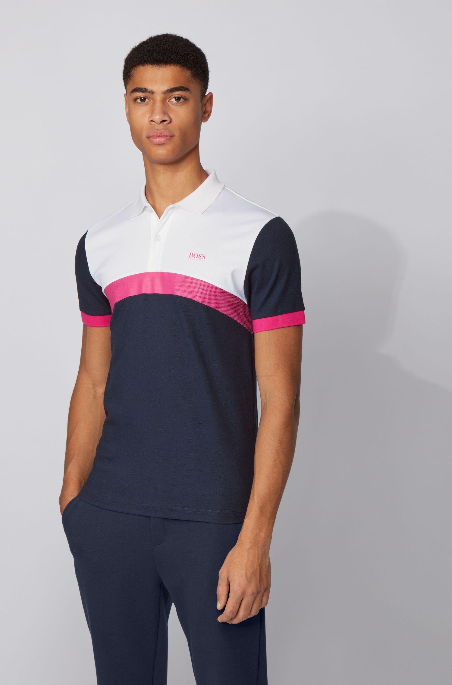 Boss By Hugo Boss Cotton Slim Fit Polo Shirt With Curved Color Blocking