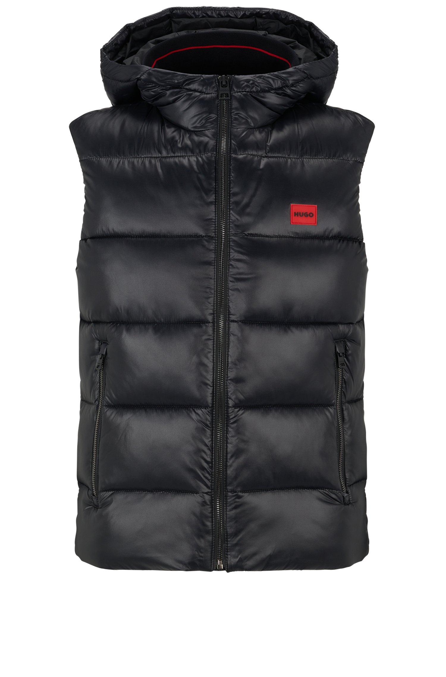 HUGO Water-repellent Puffer Gilet With Red Logo Badge in Black for Men ...