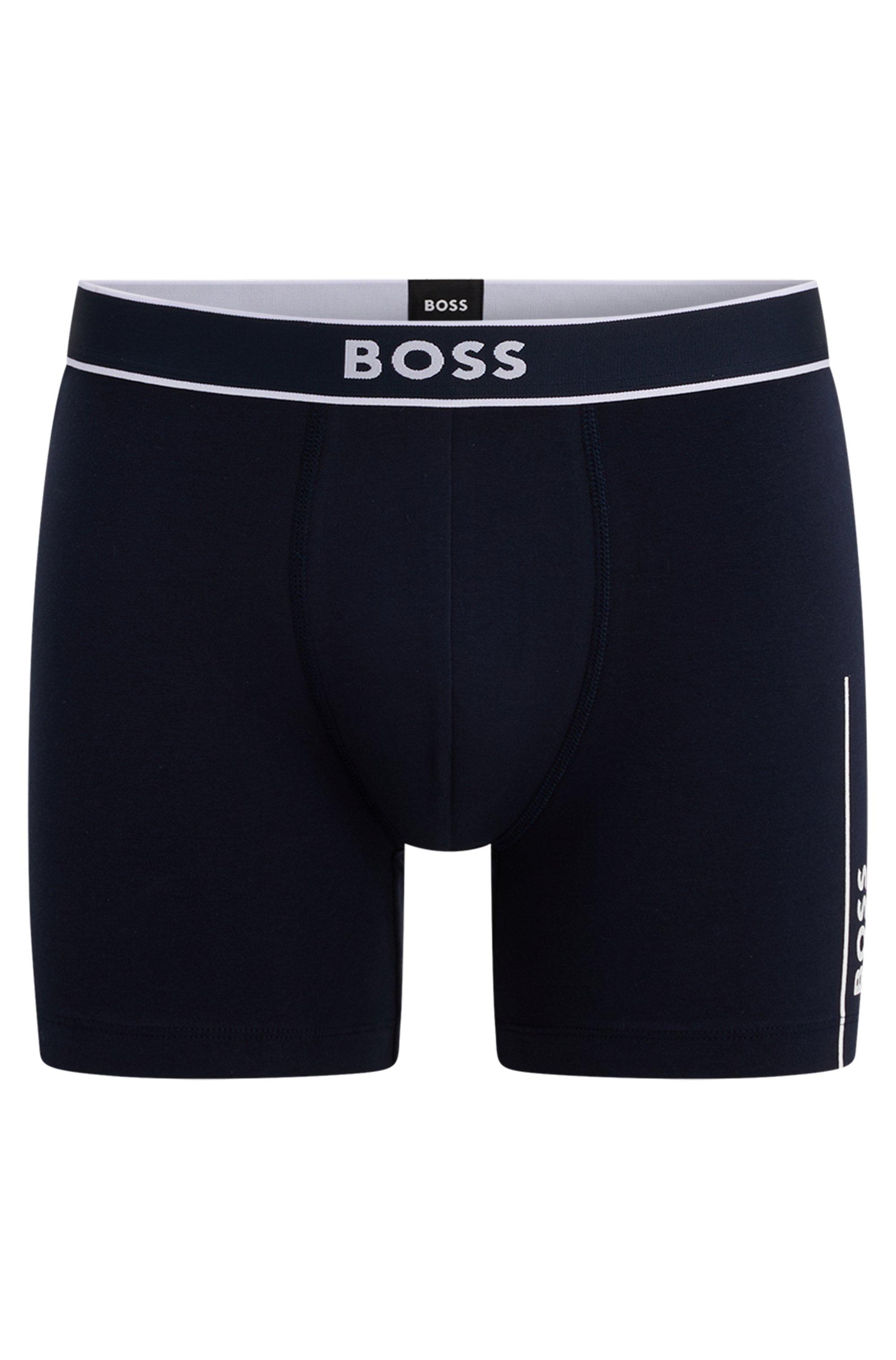 Boss By Hugo Boss Stretch Cotton Boxer Briefs With Stripes And Logos In Blue For Men Lyst
