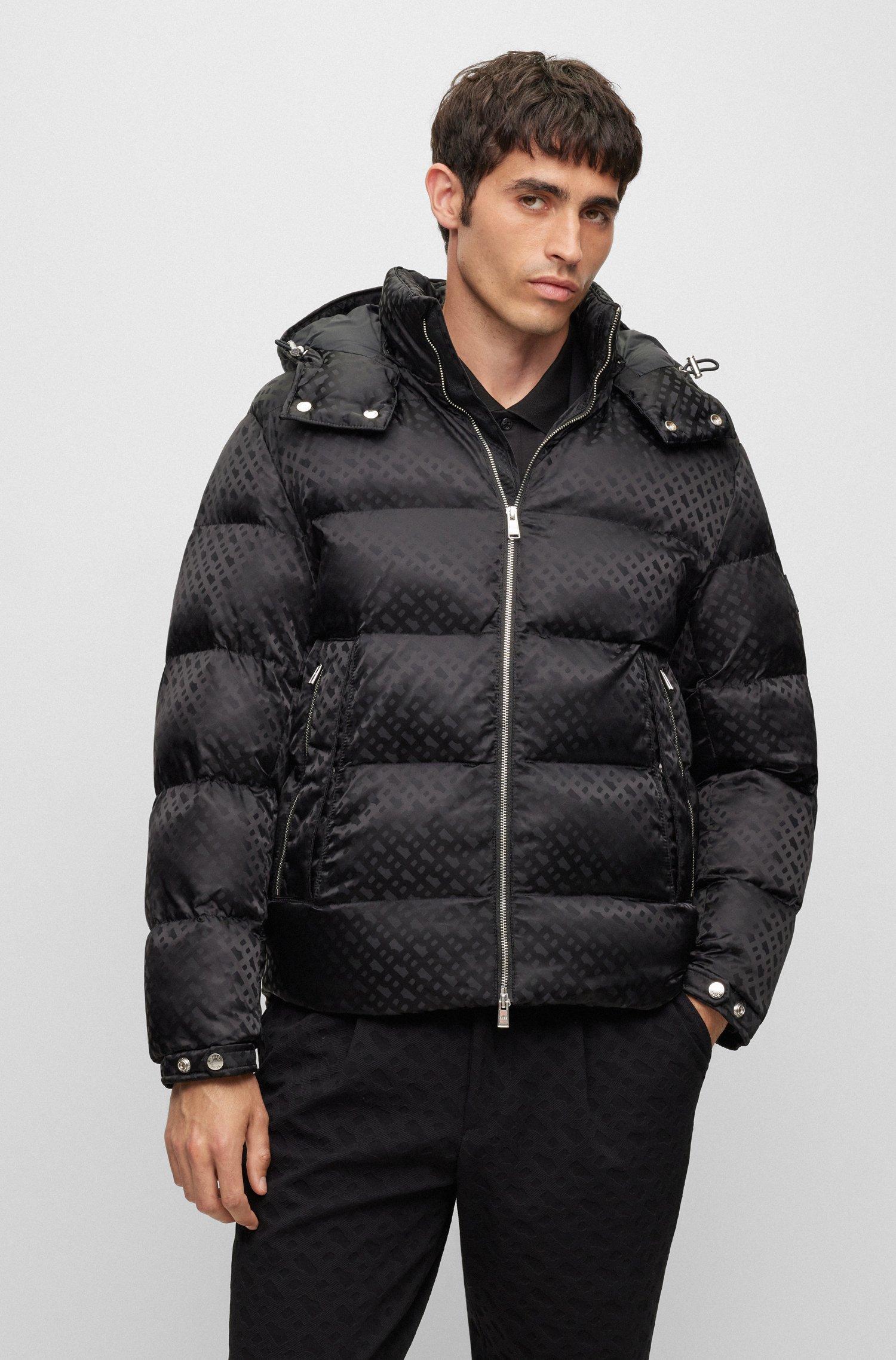 BOSS Monogram-jacquard Quilted Puffer Jacket in Black for Men | Lyst Canada
