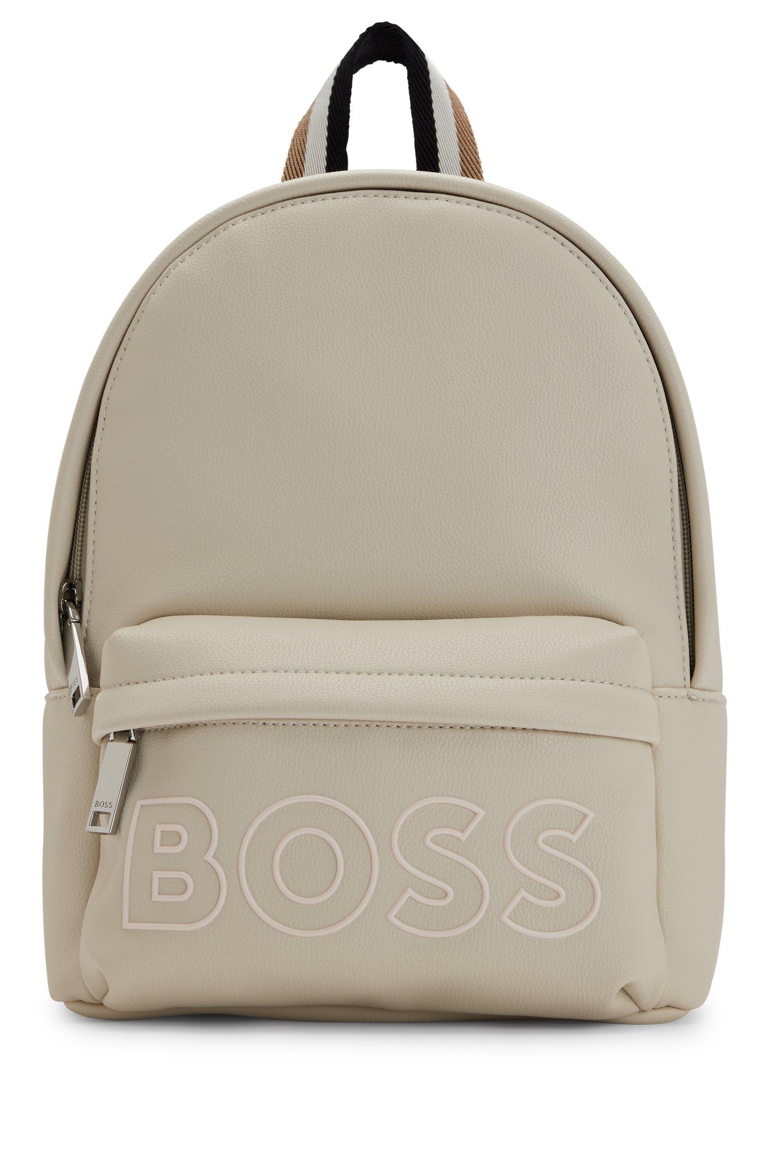 BOSS by HUGO BOSS Faux-leather Backpack With Outline Logo in Natural ...