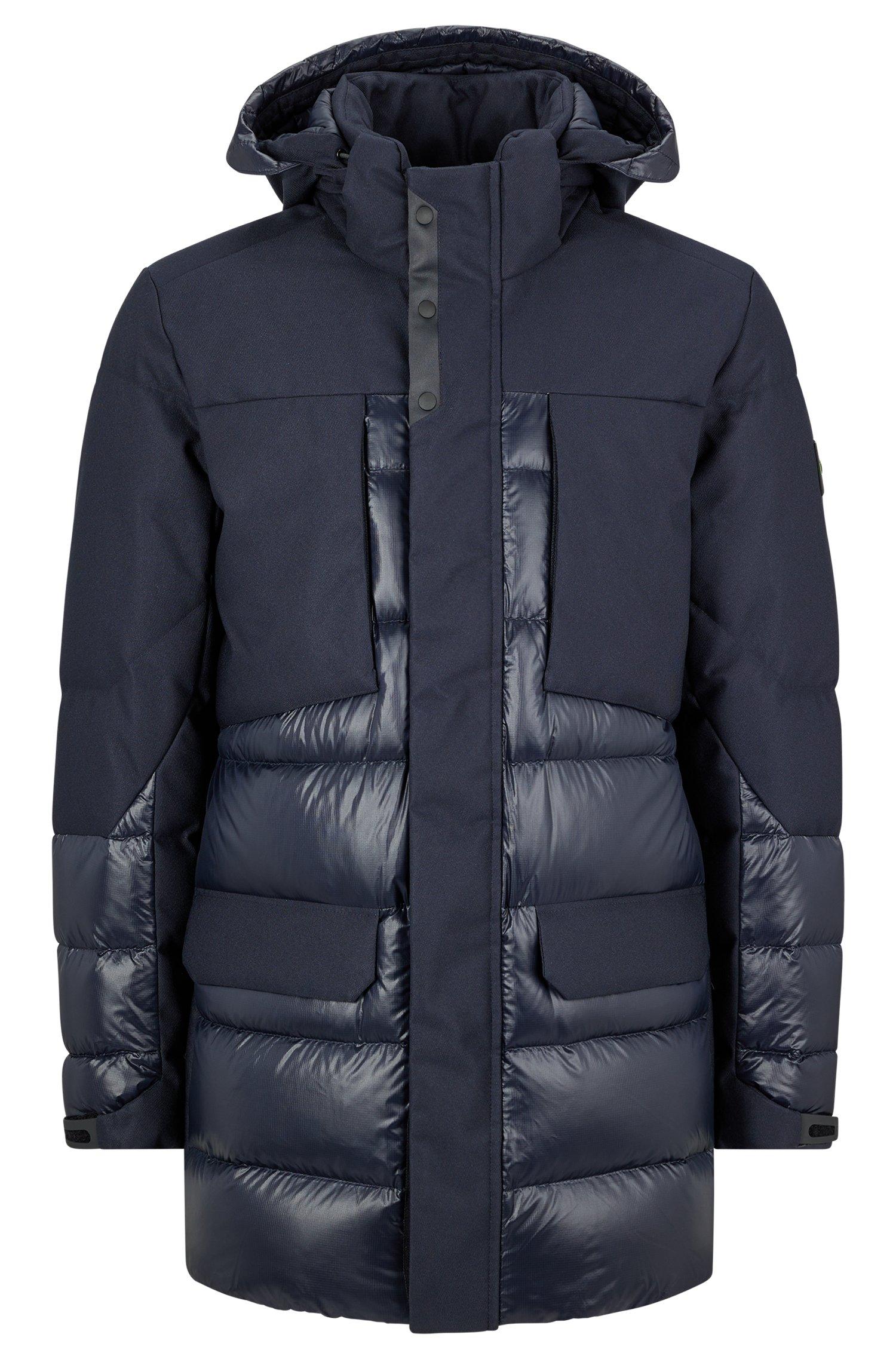 BOSS Hybrid Down Jacket With Detachable Hood in Blue for Men | Lyst UK