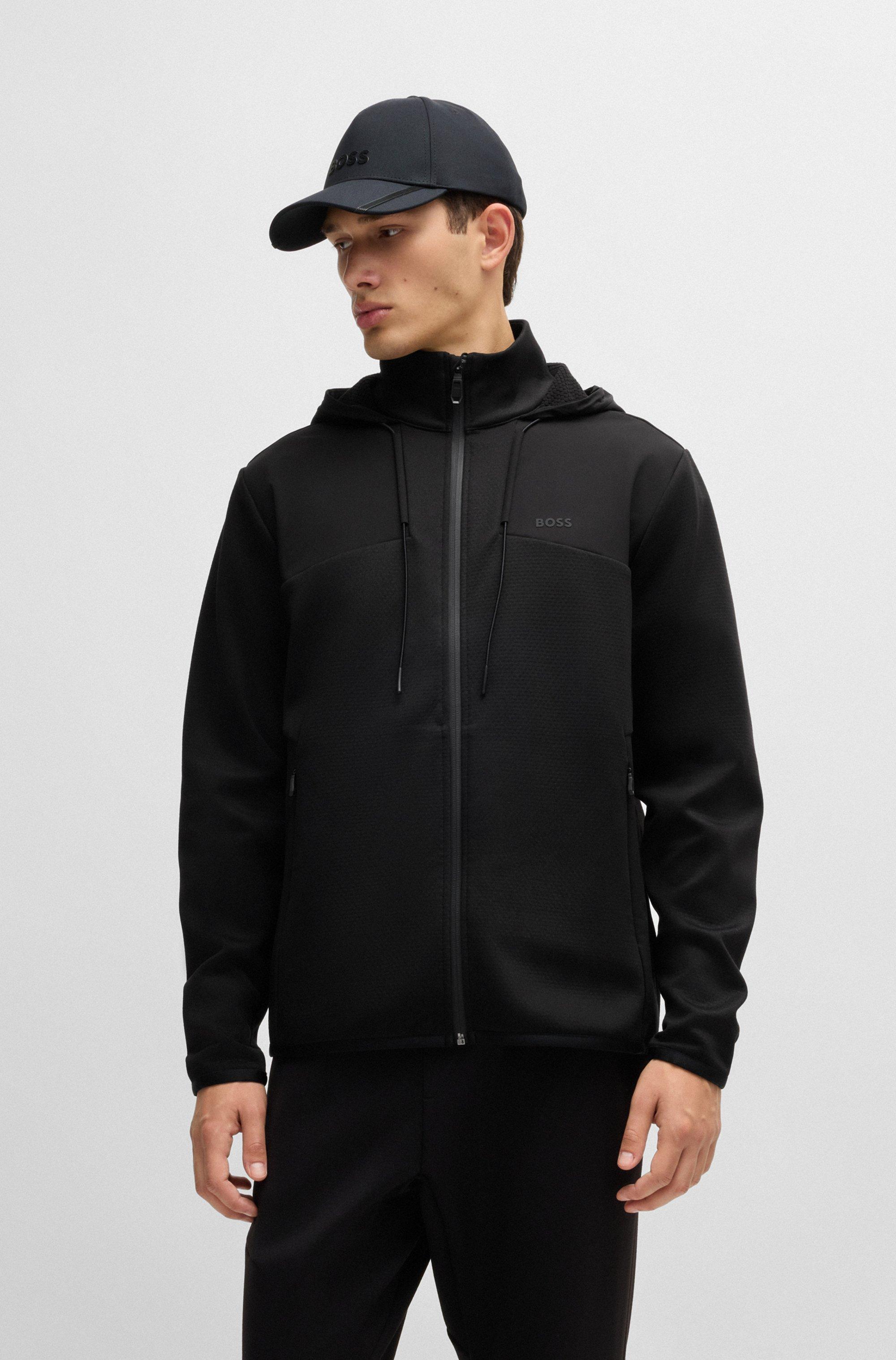 BOSS Bonded-fleece Zip-up Hoodie With Logo Detail in Black for Men | Lyst