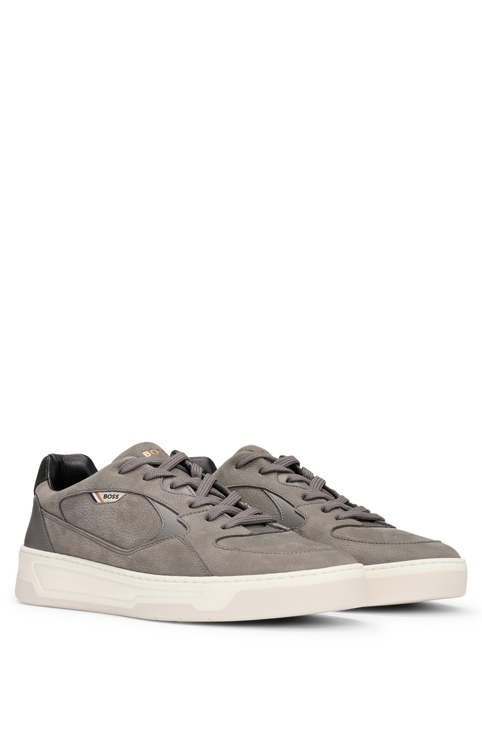 BOSS Mixed-material Trainers With Suede And Leather in Gray for Men | Lyst