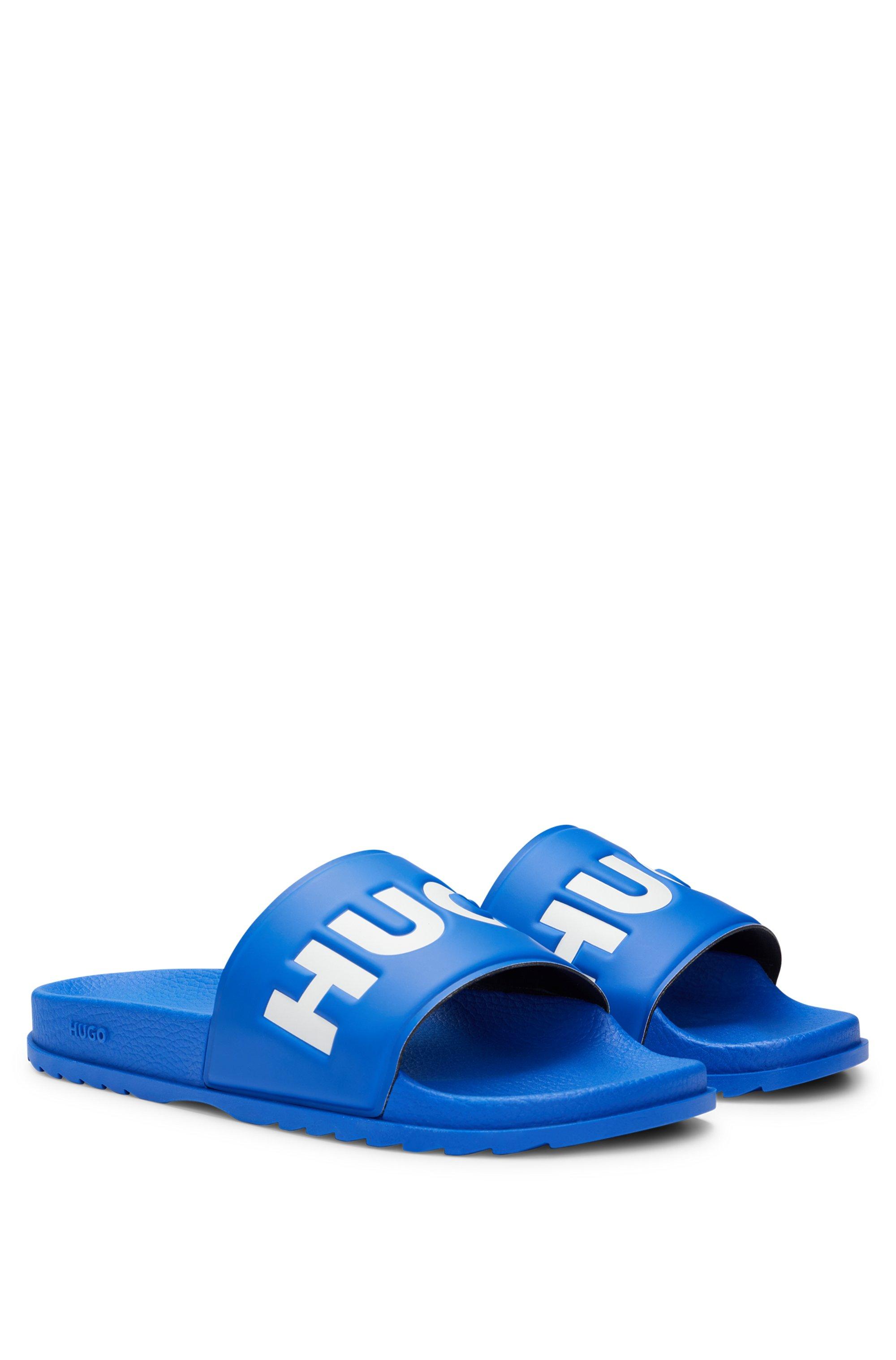 BOSS by HUGO BOSS Slides With Logo Strap in Blue for Men | Lyst