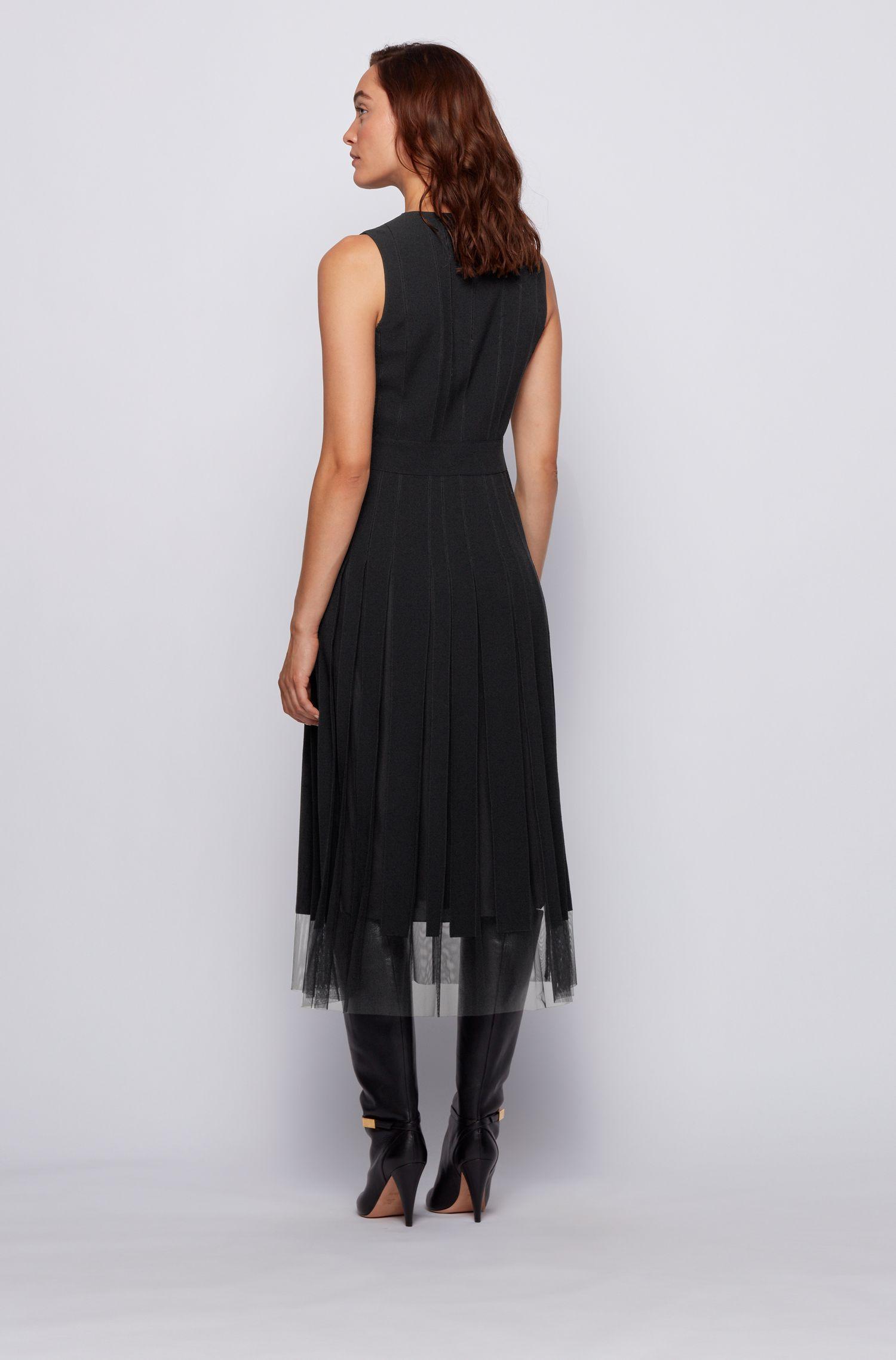 BOSS by Hugo Boss Sleeveless Dress In Satin Back Crepe With Fabric ...