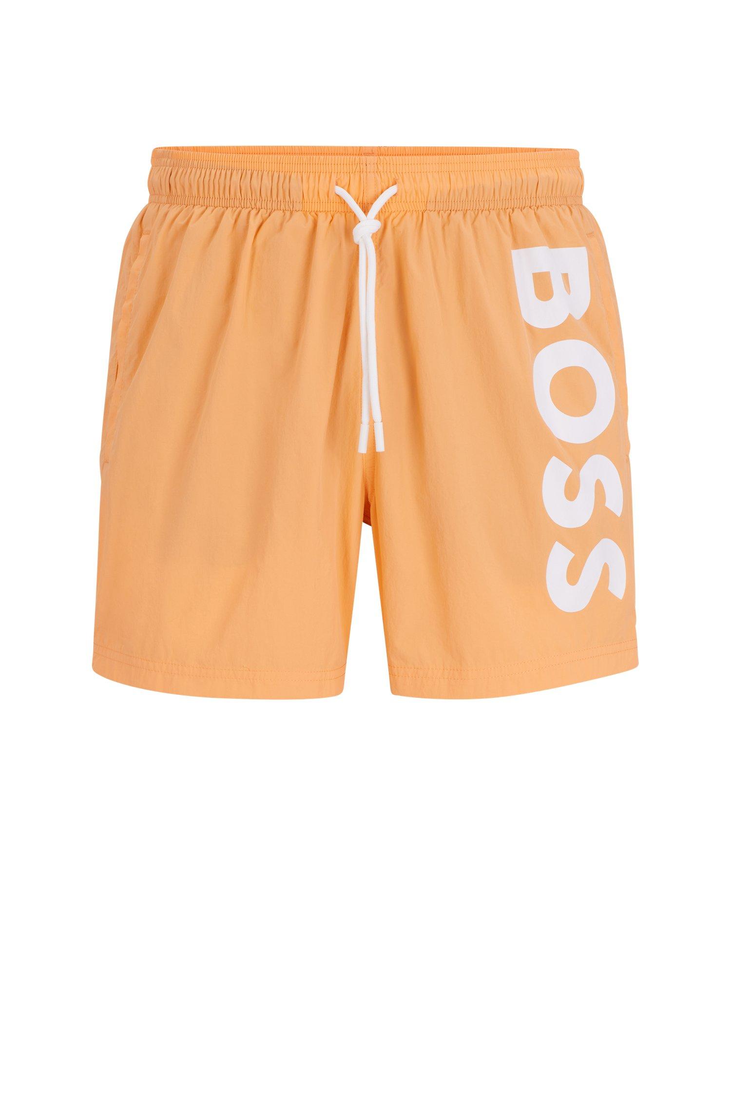 BOSS Badeshorts Mit Durchgehendem Innenfutter Und Logo Print in Orange fur Herren Lyst DE