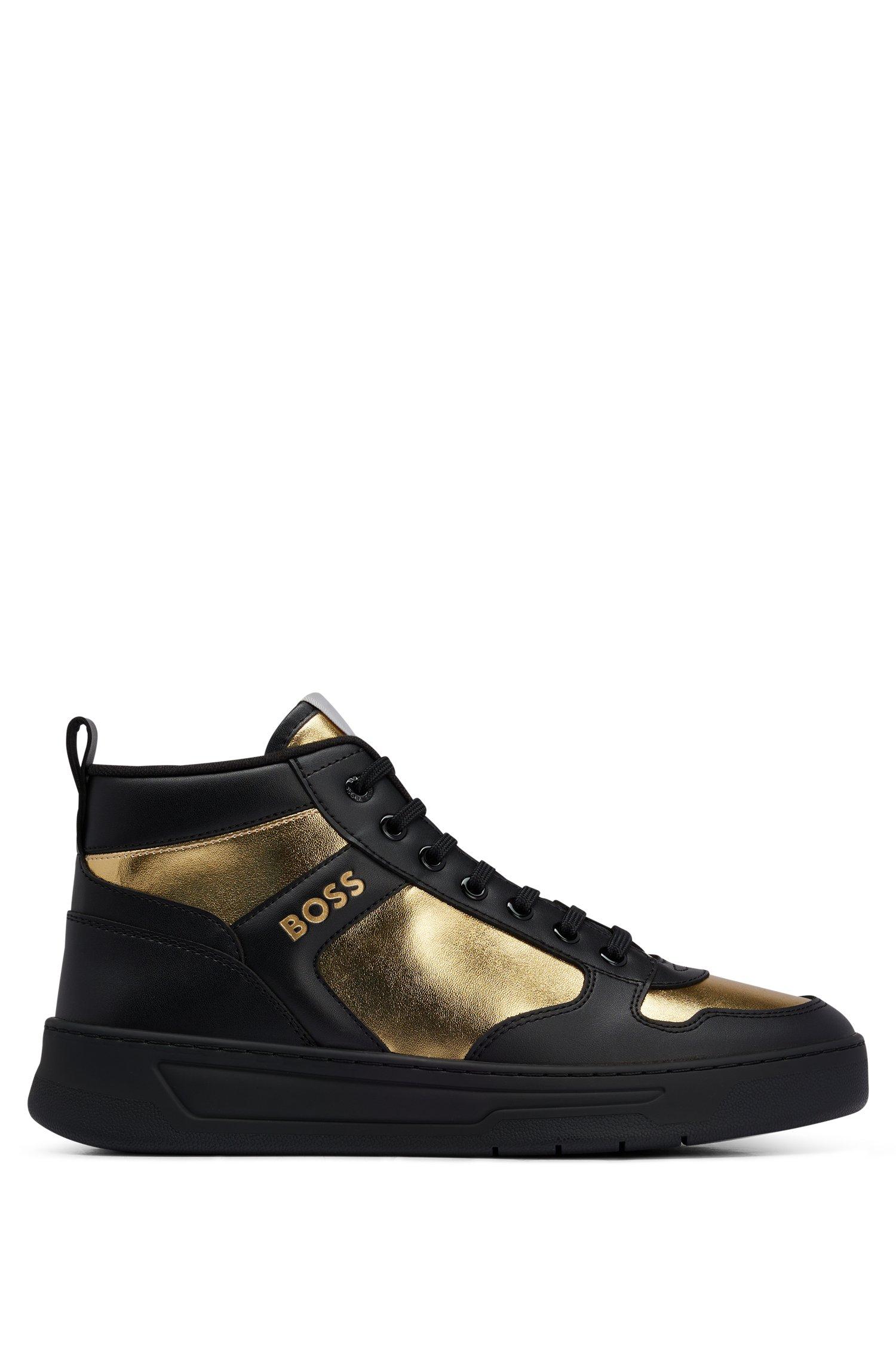 BOSS by HUGO BOSS Mixed-material High-top Trainers With Metallic-effect ...