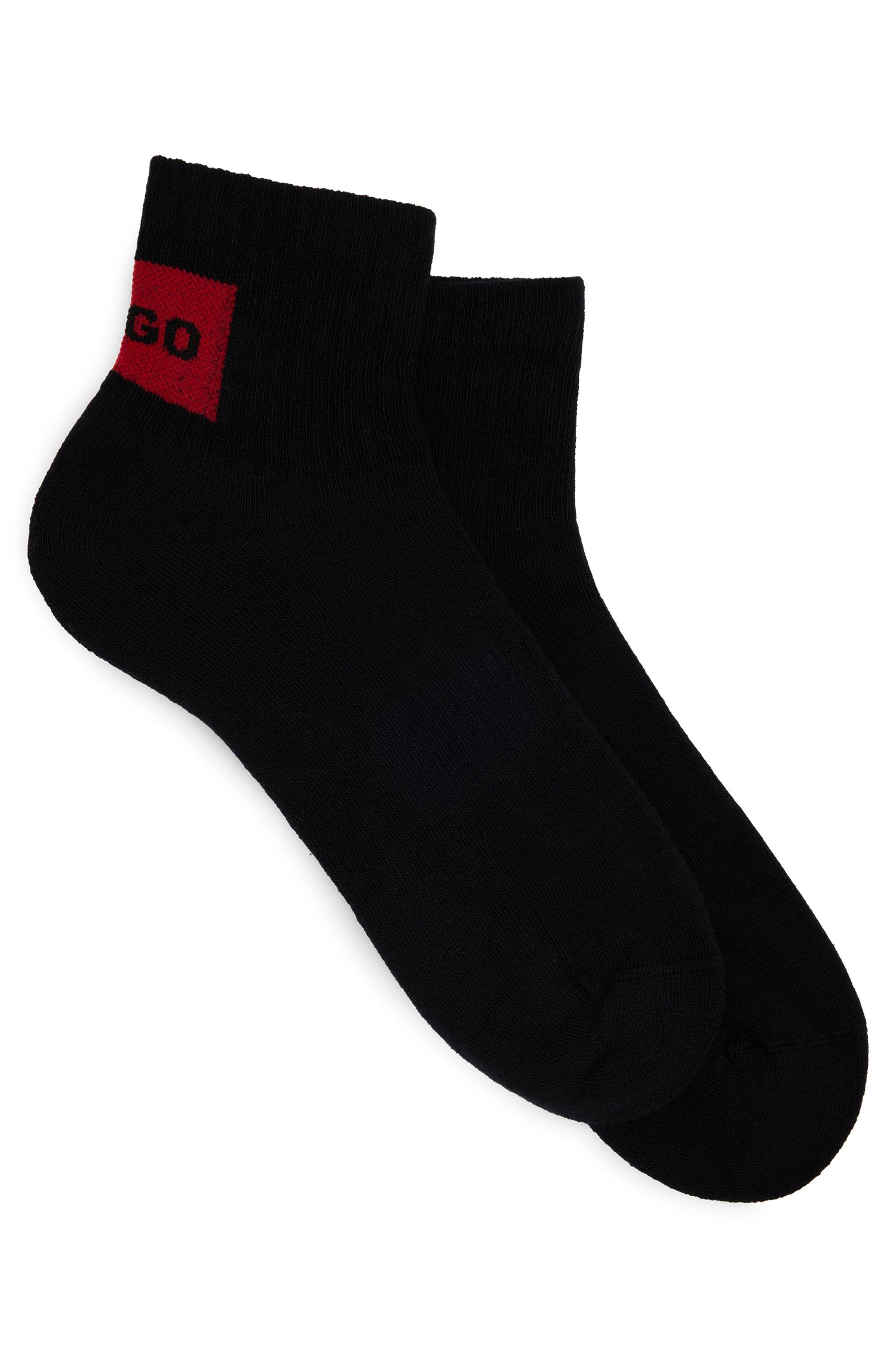 HUGO 2-pack Ribbed Cotton Socks With Red Logo Labels in Black for Men ...