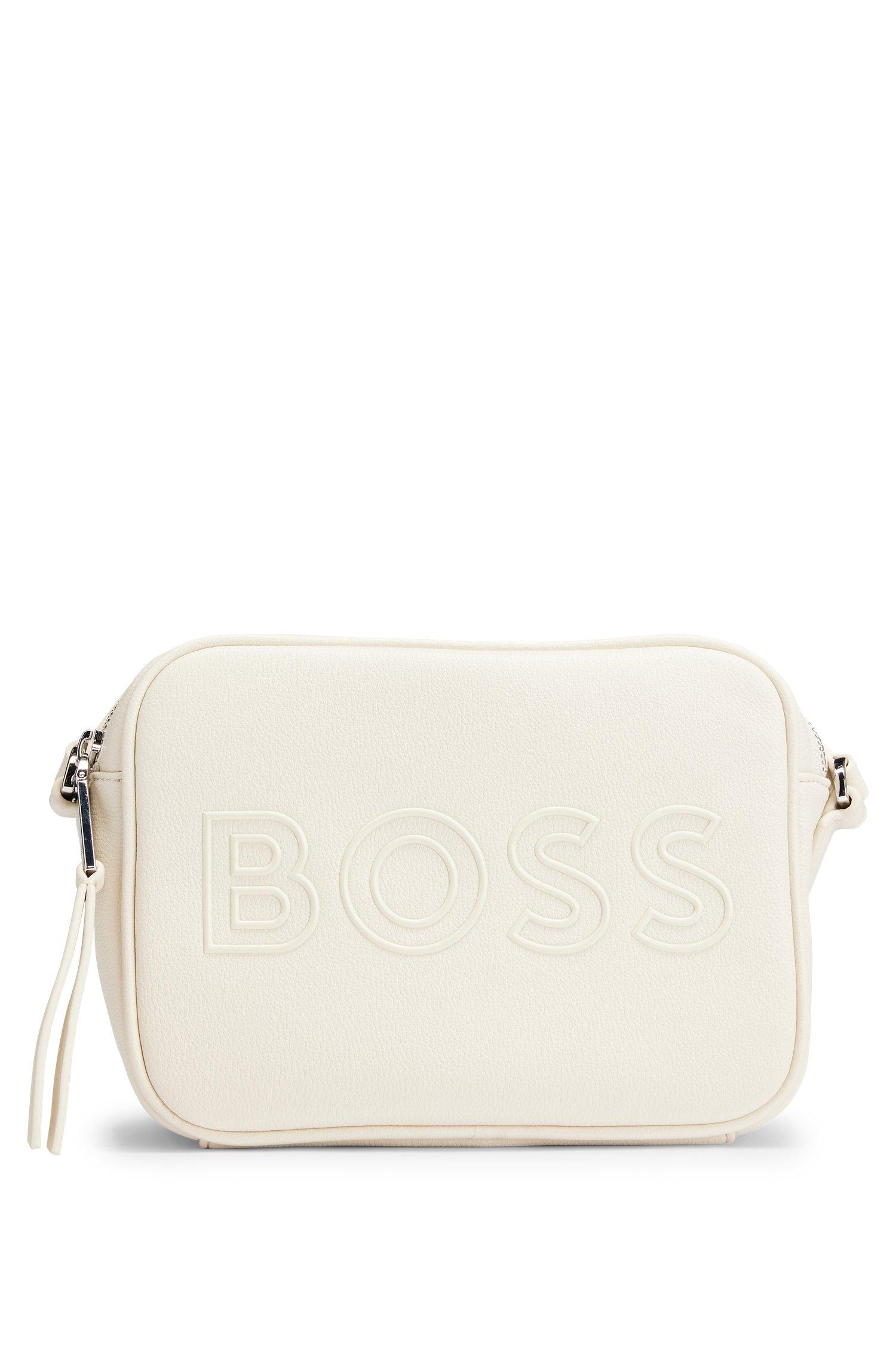 BOSS Grained Faux-leather Crossbody Bag With Outline Logo in White ...