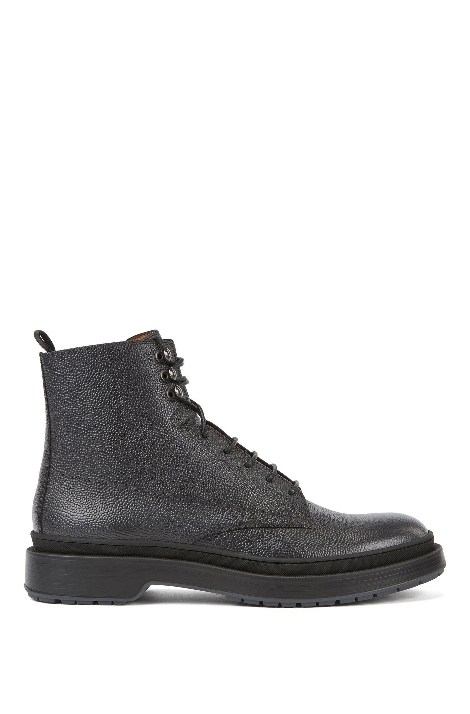 BOSS by Hugo Boss Lace Up Boots In Scotch Grain Leather With Contrast ...