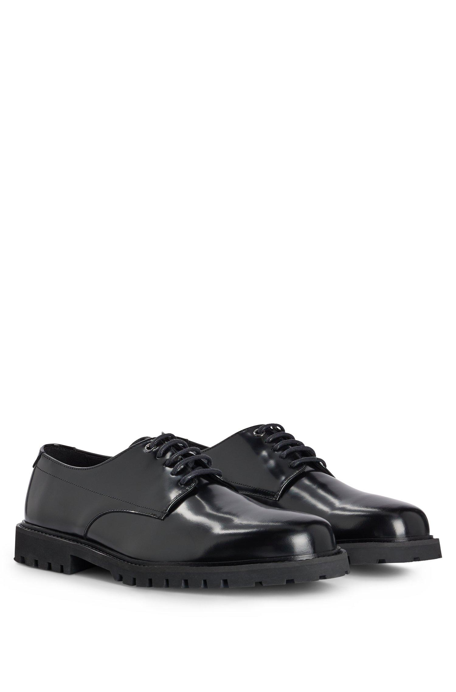 BOSS Derby Shoes In Brush-off Leather With Lug Sole in Black for Men ...