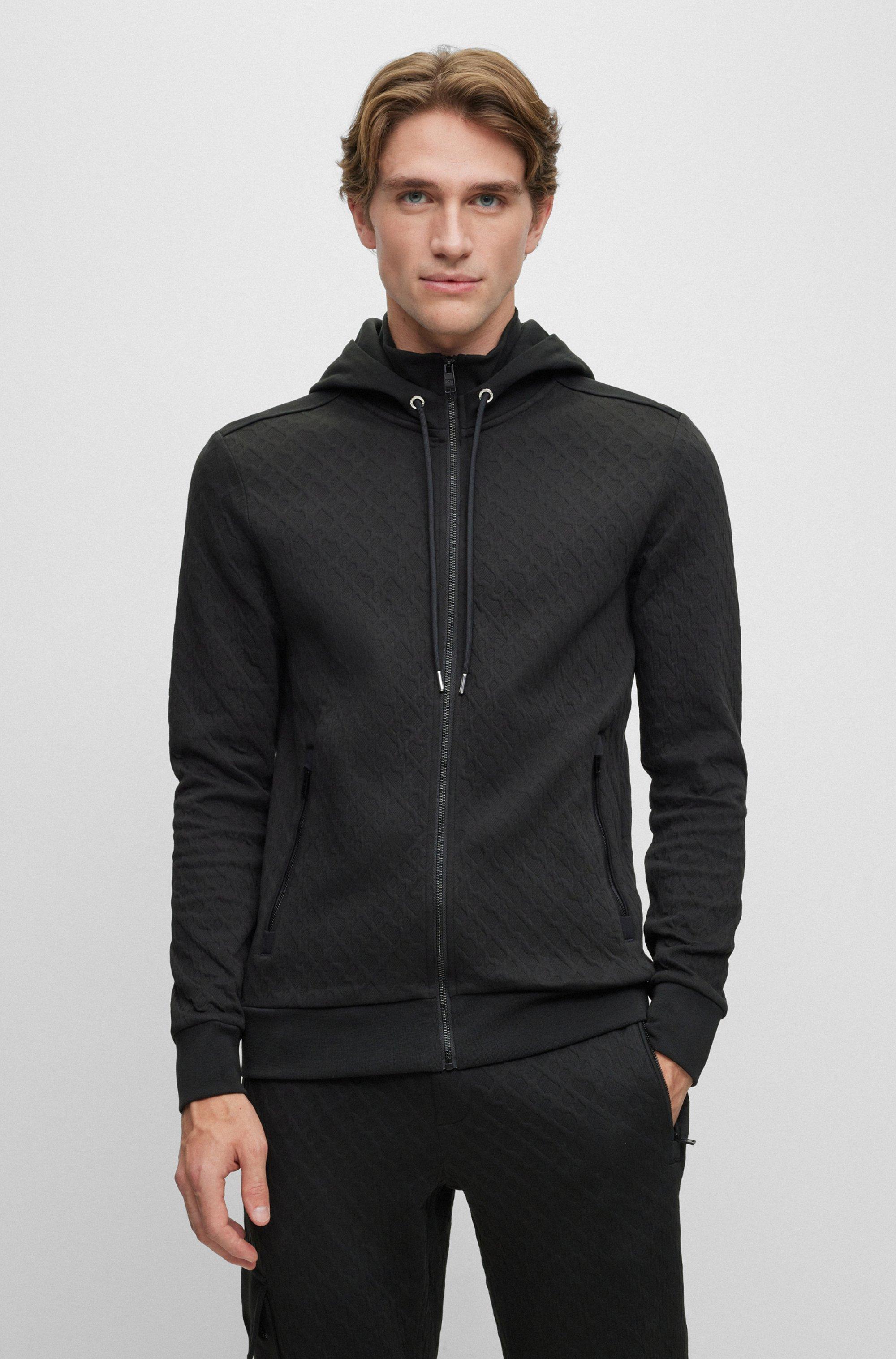 BOSS by HUGO BOSS Cotton-blend Zip-up Hoodie With Monogram Jacquard in ...
