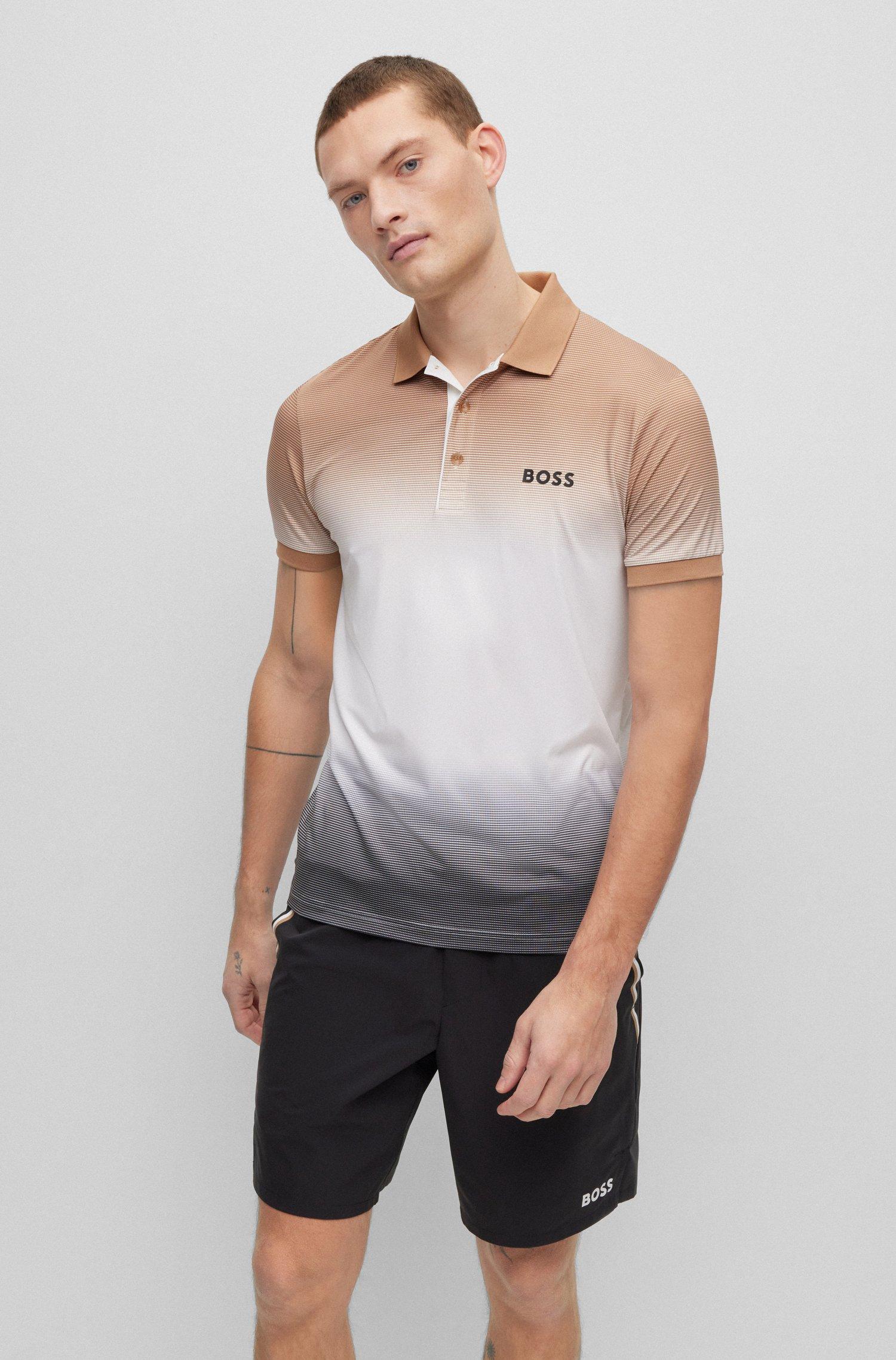 BOSS by HUGO BOSS X Matteo Berrettini Stretch-jersey Polo Shirt With Degradé Signature Stripes ...