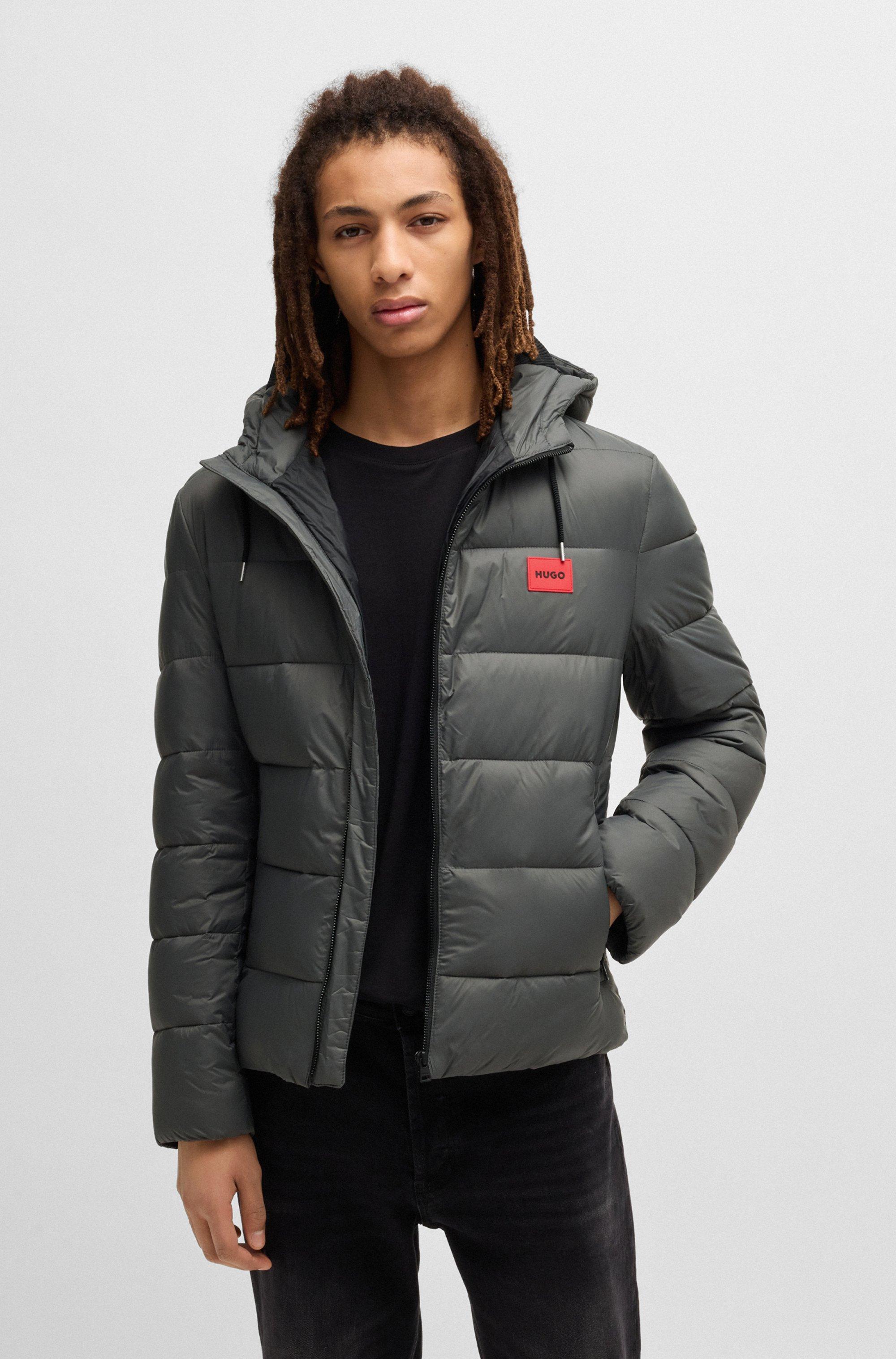 HUGO Slim-fit Water-repellent Puffer Jacket With Logo Trim in Black for ...