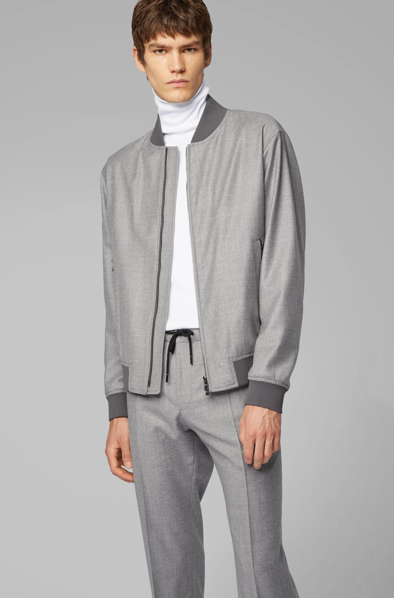 BOSS Grey Wool Bomber Jacket in Gray for Men - Save 61% - Lyst
