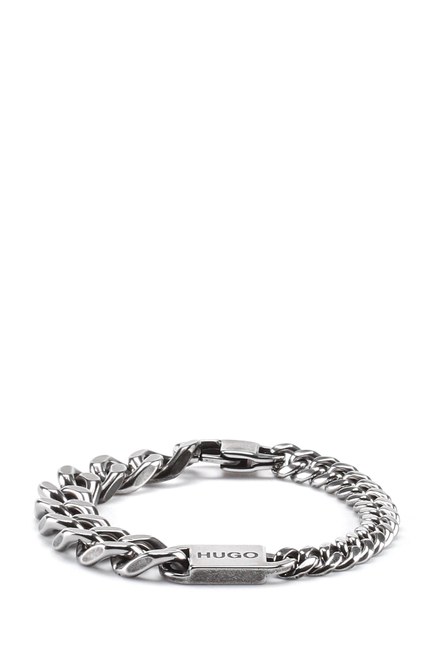 BOSS by HUGO BOSS Engraved-logo Cuff In Stainless Steel With Chain ...