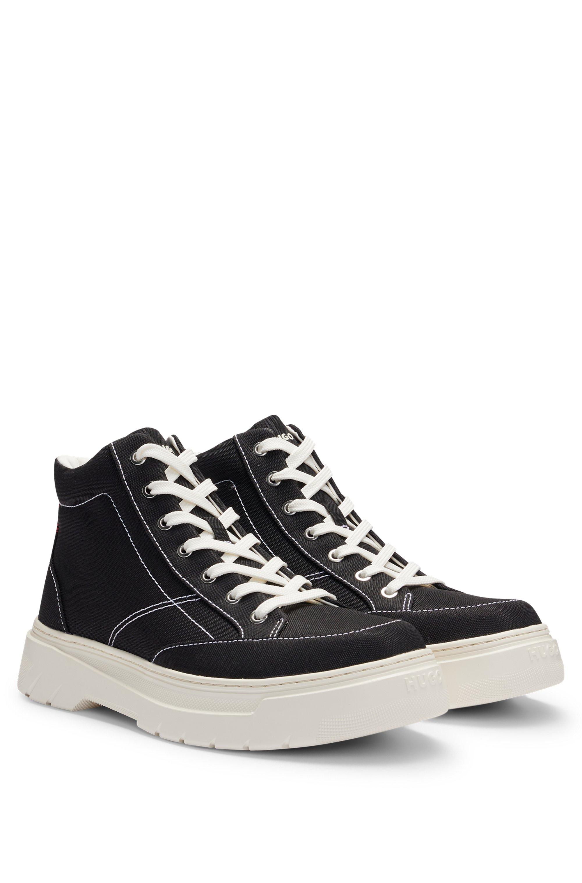 HUGO High-Top Trainers With Stacked-Logo Badge in Black for Men | Lyst