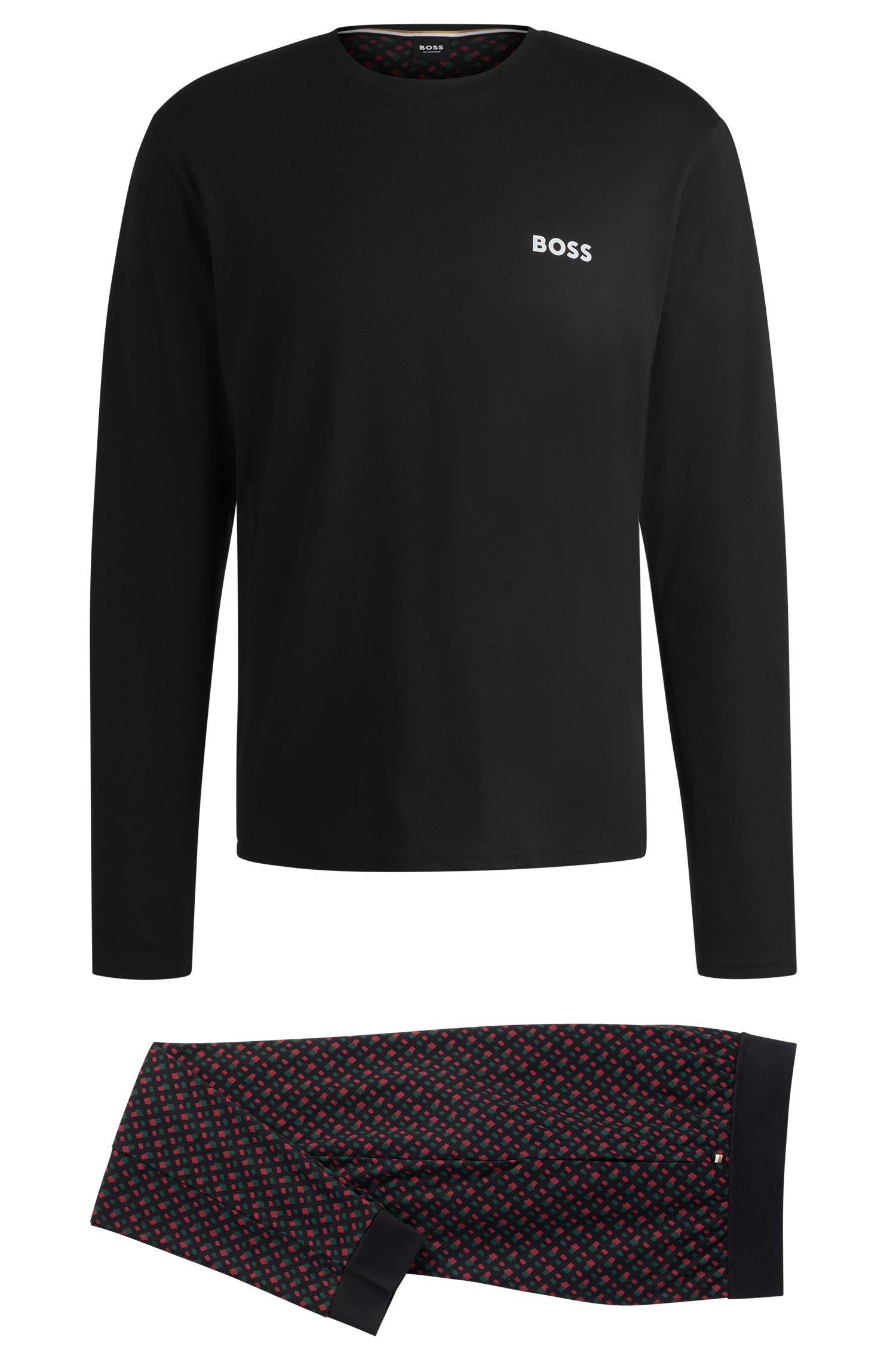 BOSS Interlock-cotton Pyjamas With Signature Details in Black for Men ...