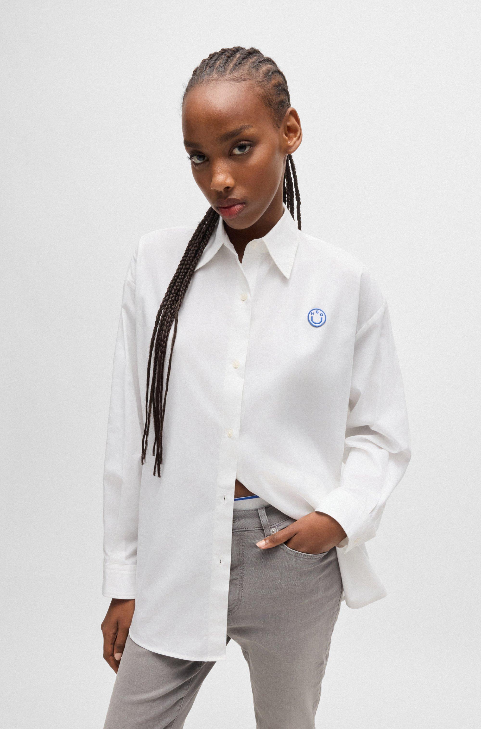 HUGO Oversized-Fit Blouse With Graffiti-Style Logos in White | Lyst